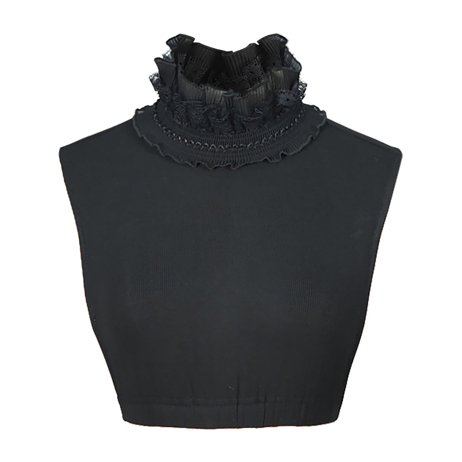 Kcodviy Women Solid Ruffle Detachable Blouse With False Collar Half ...