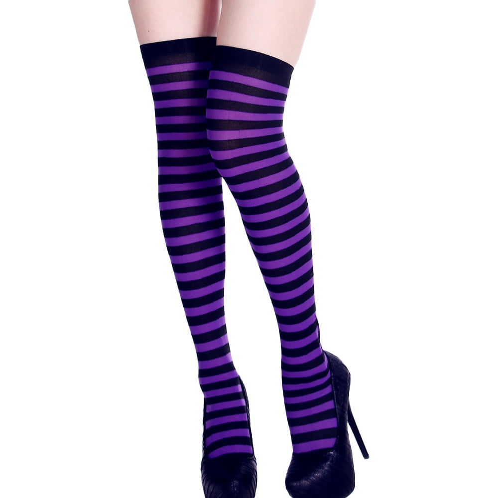 Kcodviy Women Thigh High Stockings Silicone Lace Top Silky Semi Sheer