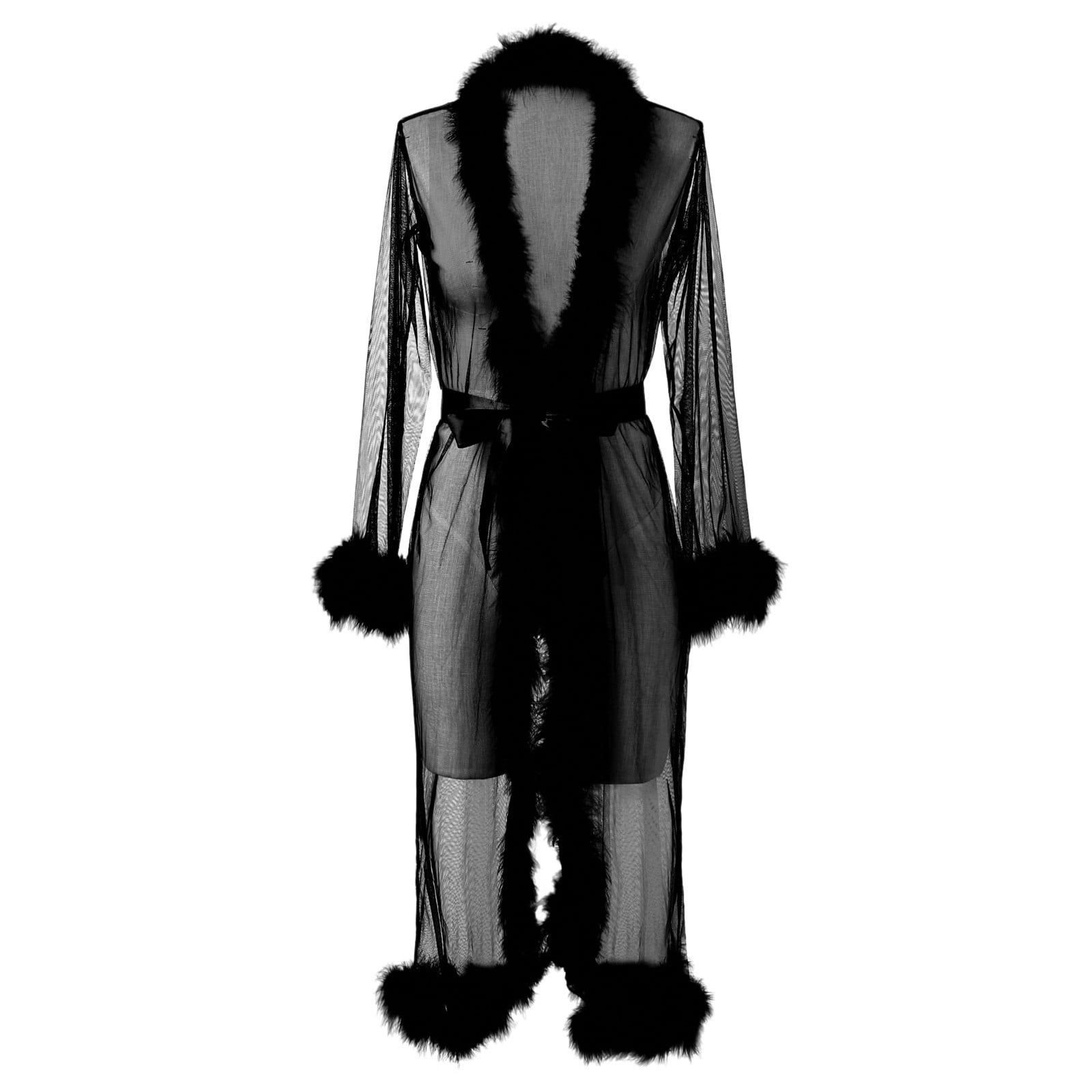 Kcodviy Women Tulle Robe Long Lingerie Nightgown Bathrobe Sleepwear ...