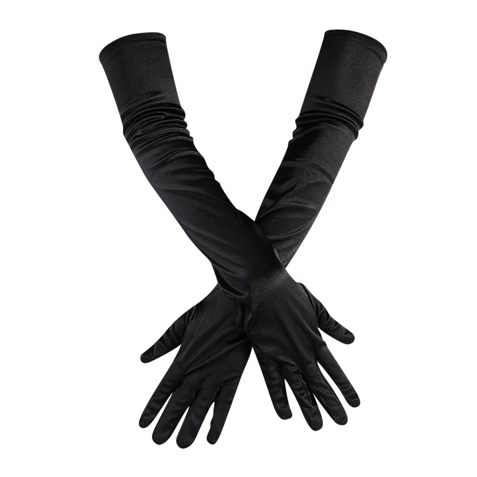 Kcodviy Women's Long Satin Finger Gloves Elbow Length 1920s Opera ...