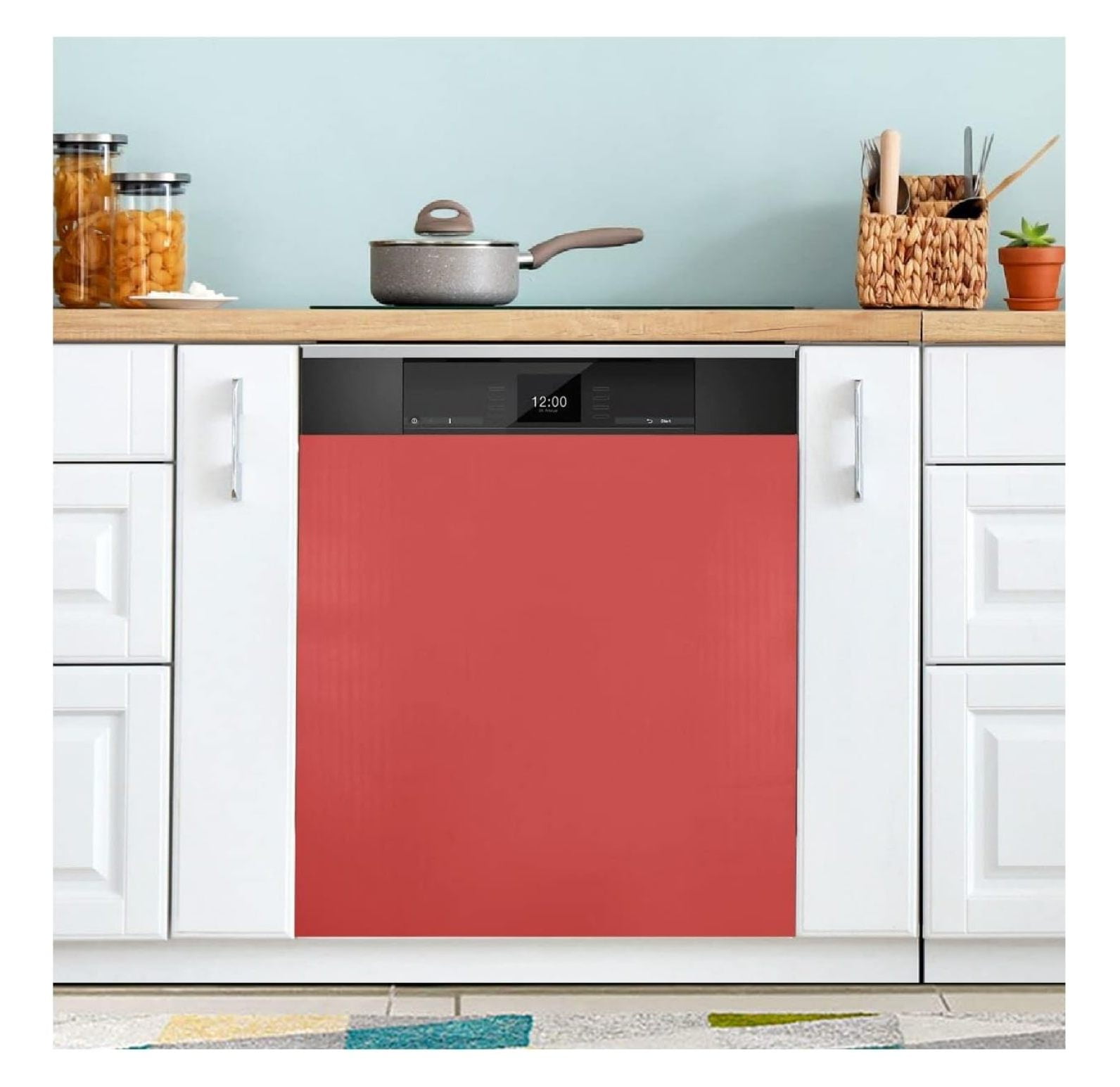 Red Dishwasher Magnet Cover Decorative Magnetic Sticker Refrigerator ...