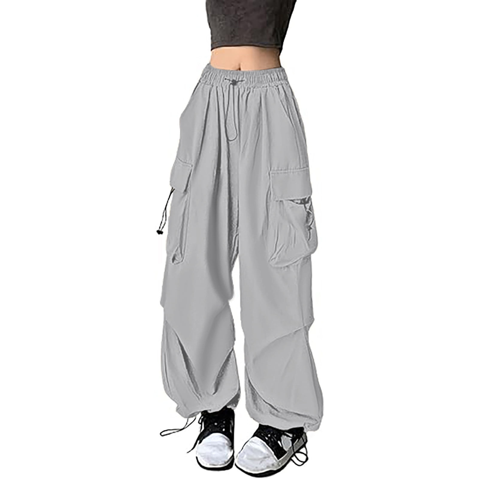 Kcodviy Womens Baggy Cargo Pants Streetwear Hip Hop Joggers Sweatpants