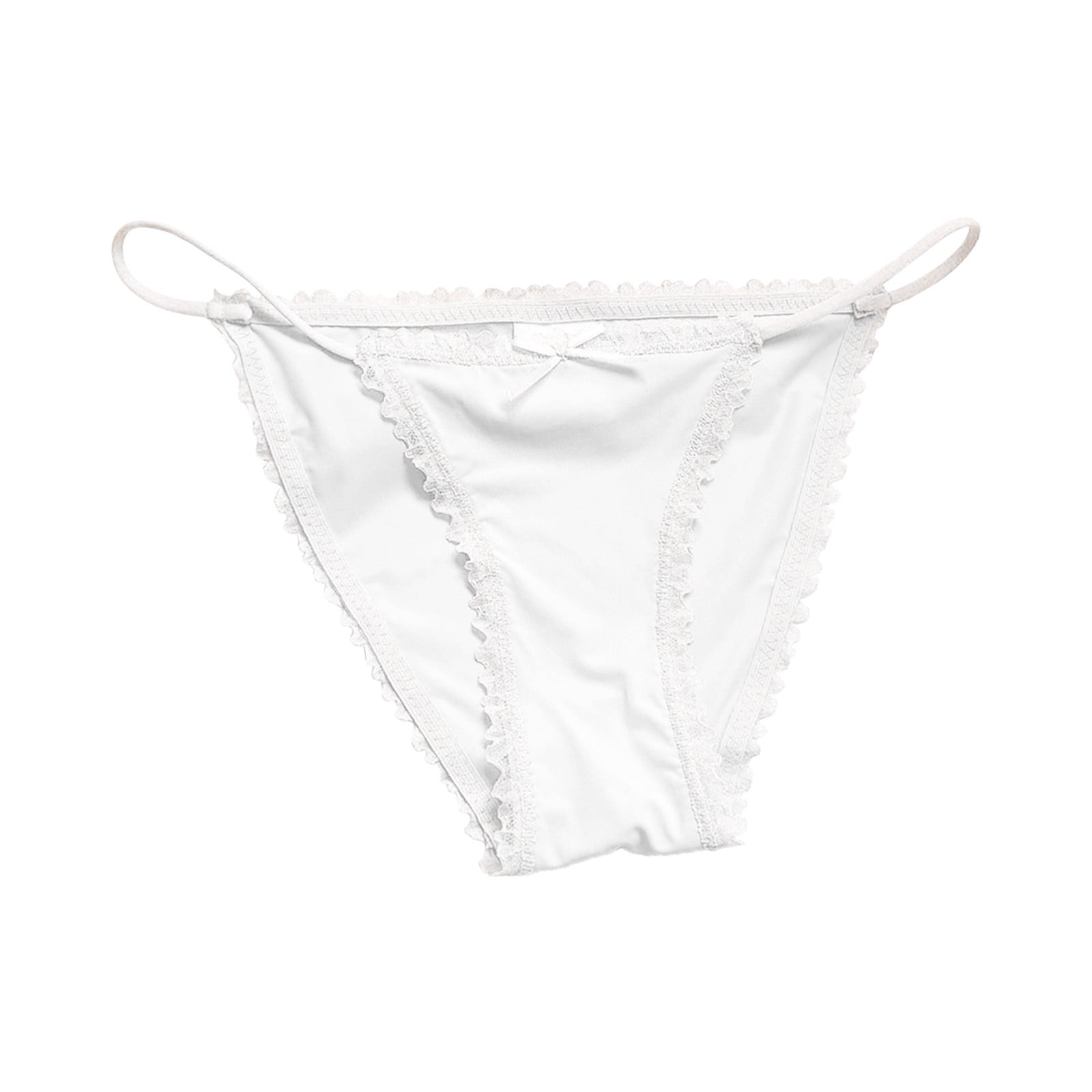 Kcodviy Womens Bow Lace Panties Low Waist String Stretch Thong Cotton