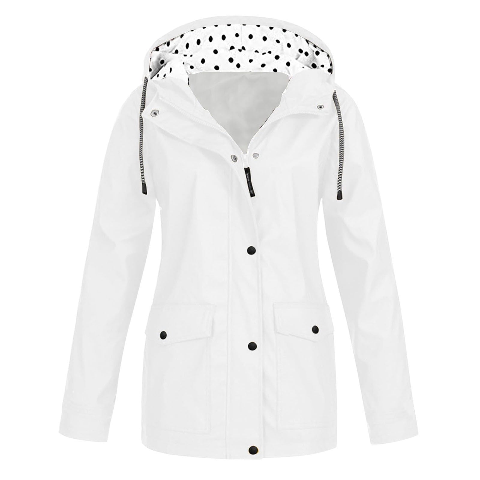 Kcodviy Womens Fashion Rain Jacket With Hood Lightweight Long Sleeve Windbreaker Zip Up