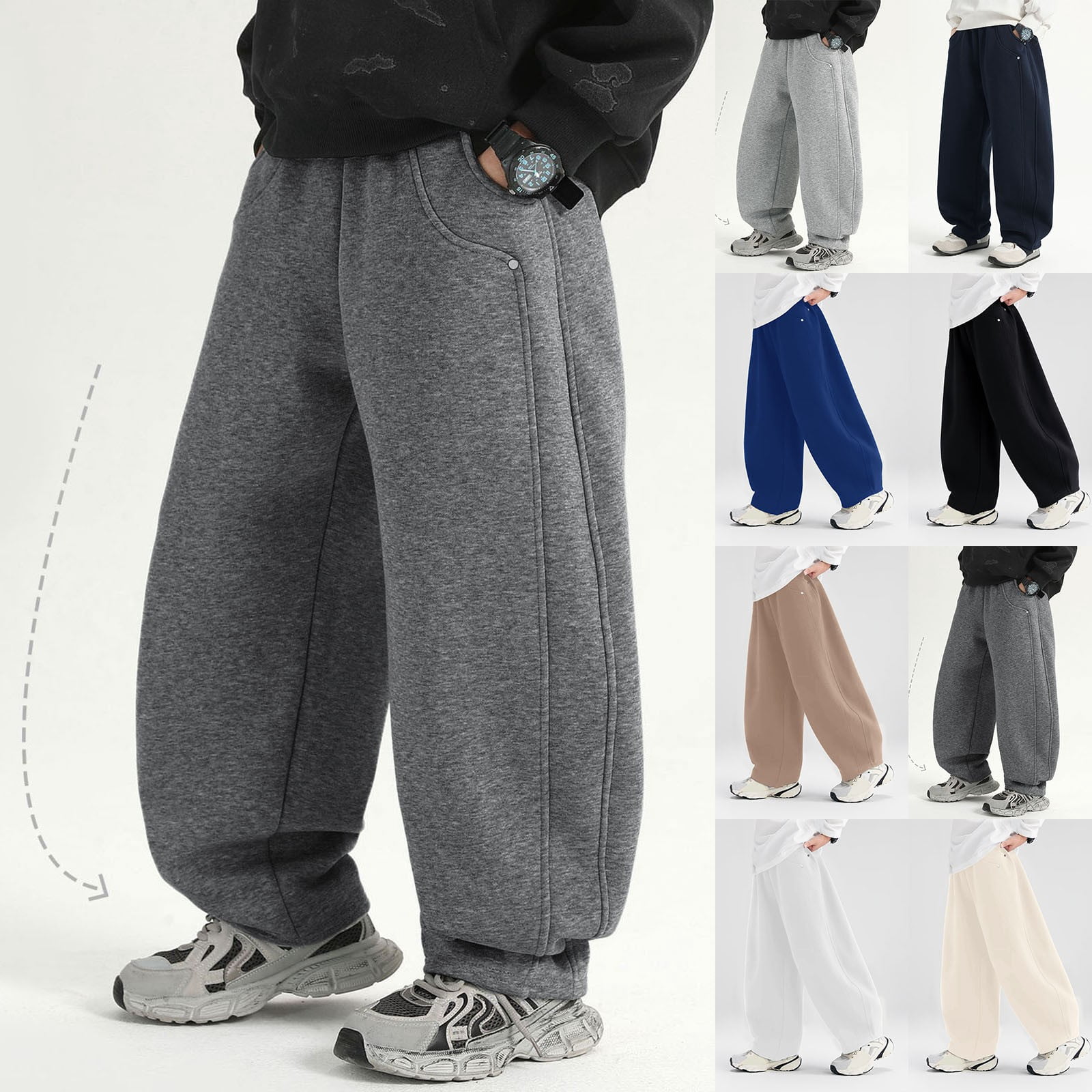 Kcolen Boys Sweatpants Wide Leg Baggy Drawstring Elastic Waist Athletic ...