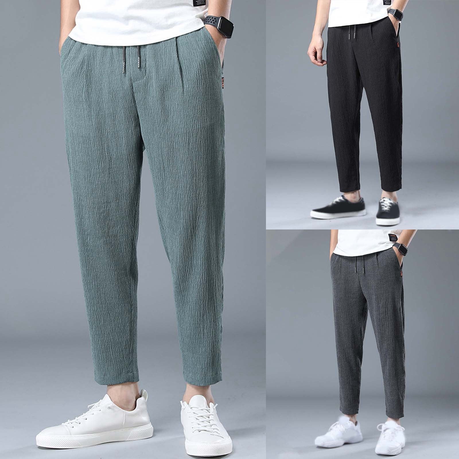 Kcolen Men Casual Pants 2026 Summer Men's Fashion Casual Trousers Flax ...