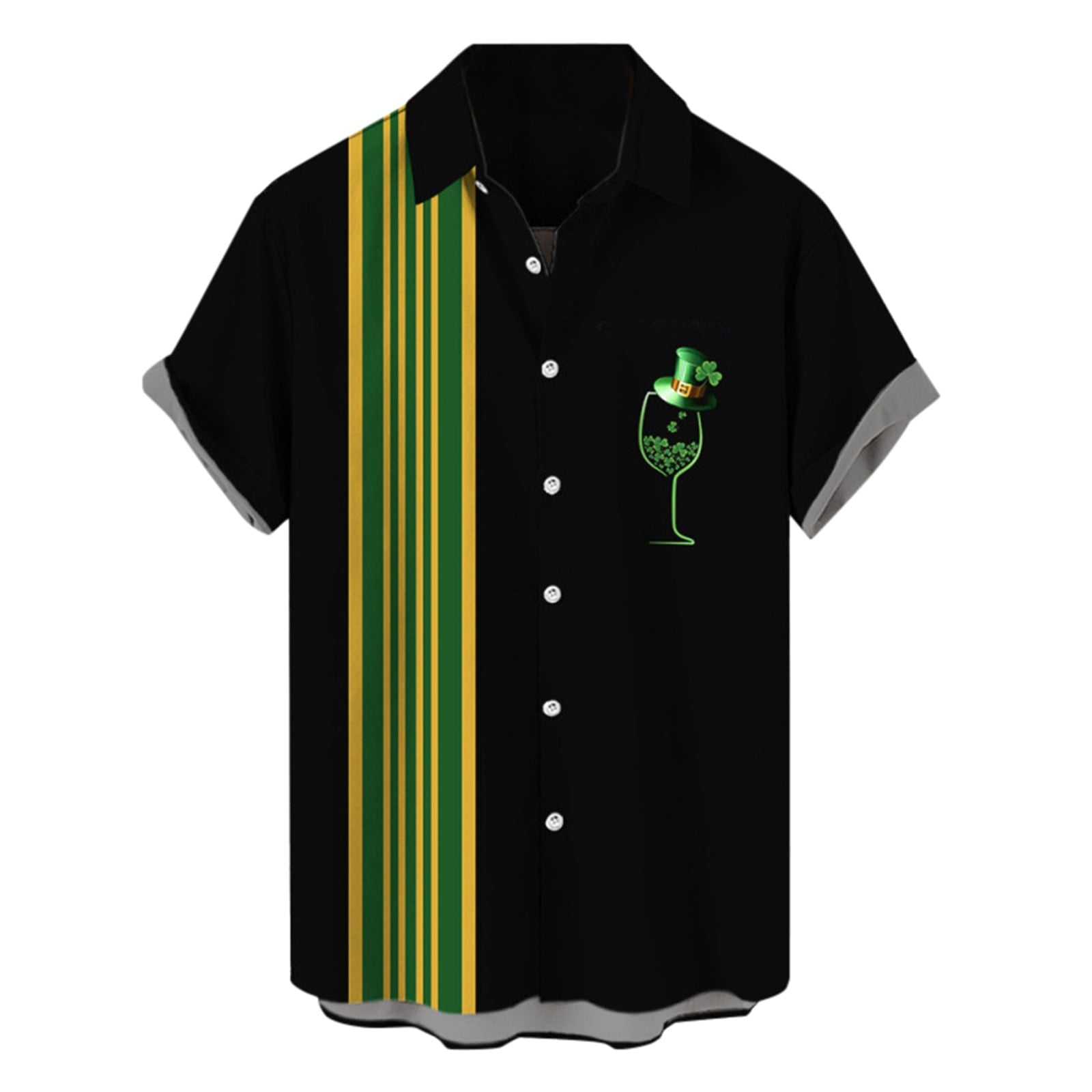 Kcolen Mens Hawaiian Shirt Lucky Clover Day Short Sleeve Button Down ...
