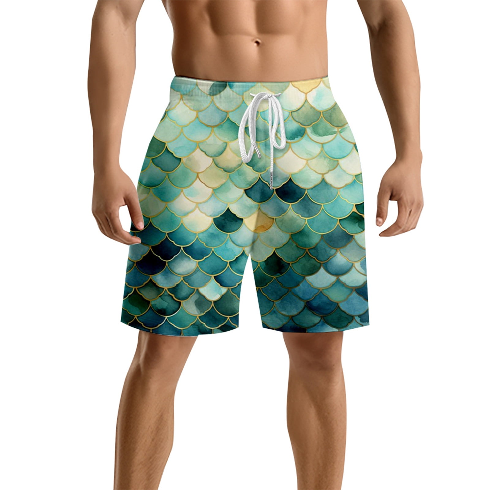 Kcolen Mens Small Swim Trunks Elastic Waist Drawstring Swim Shorts ...