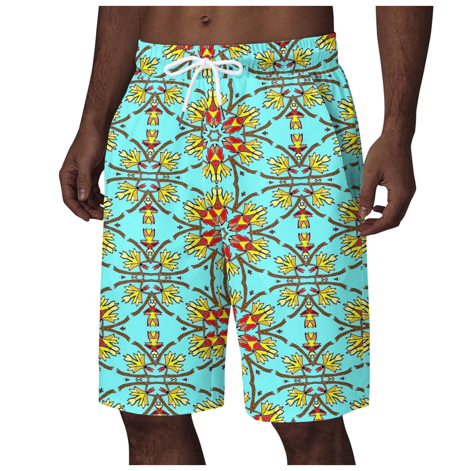 Kcolen Mens Small Swim Trunks Gradient Hawaiian Shorts Light Upf Mens ...