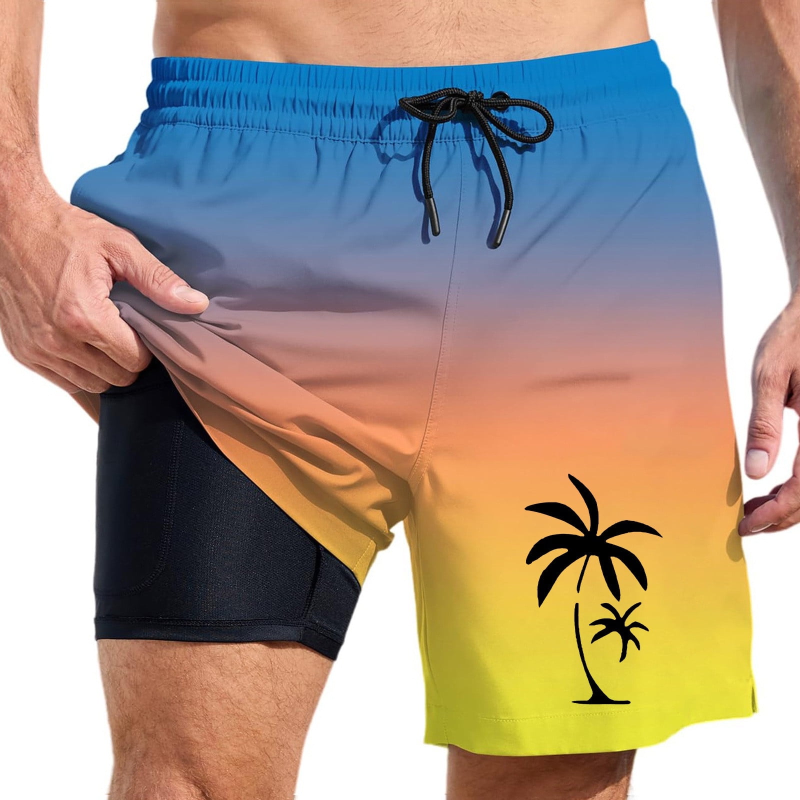 Kcolen Mens Small Swim Trunks High Elastic Waist Mens Board Shorts ...