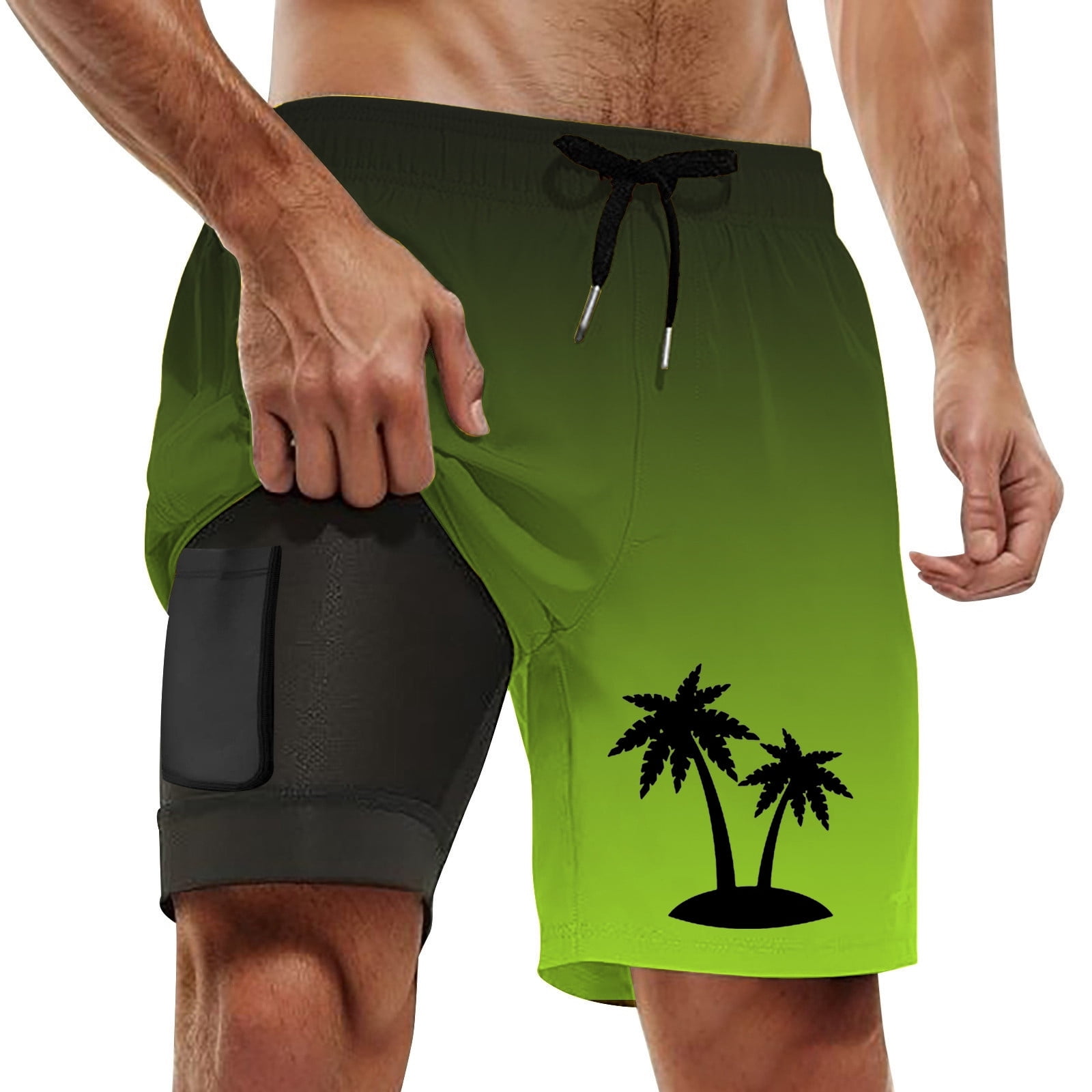 Kcolen Mens Swim Trunks 5 Inch 3 Pack Elastic Waist Bathing Suit Shorts ...