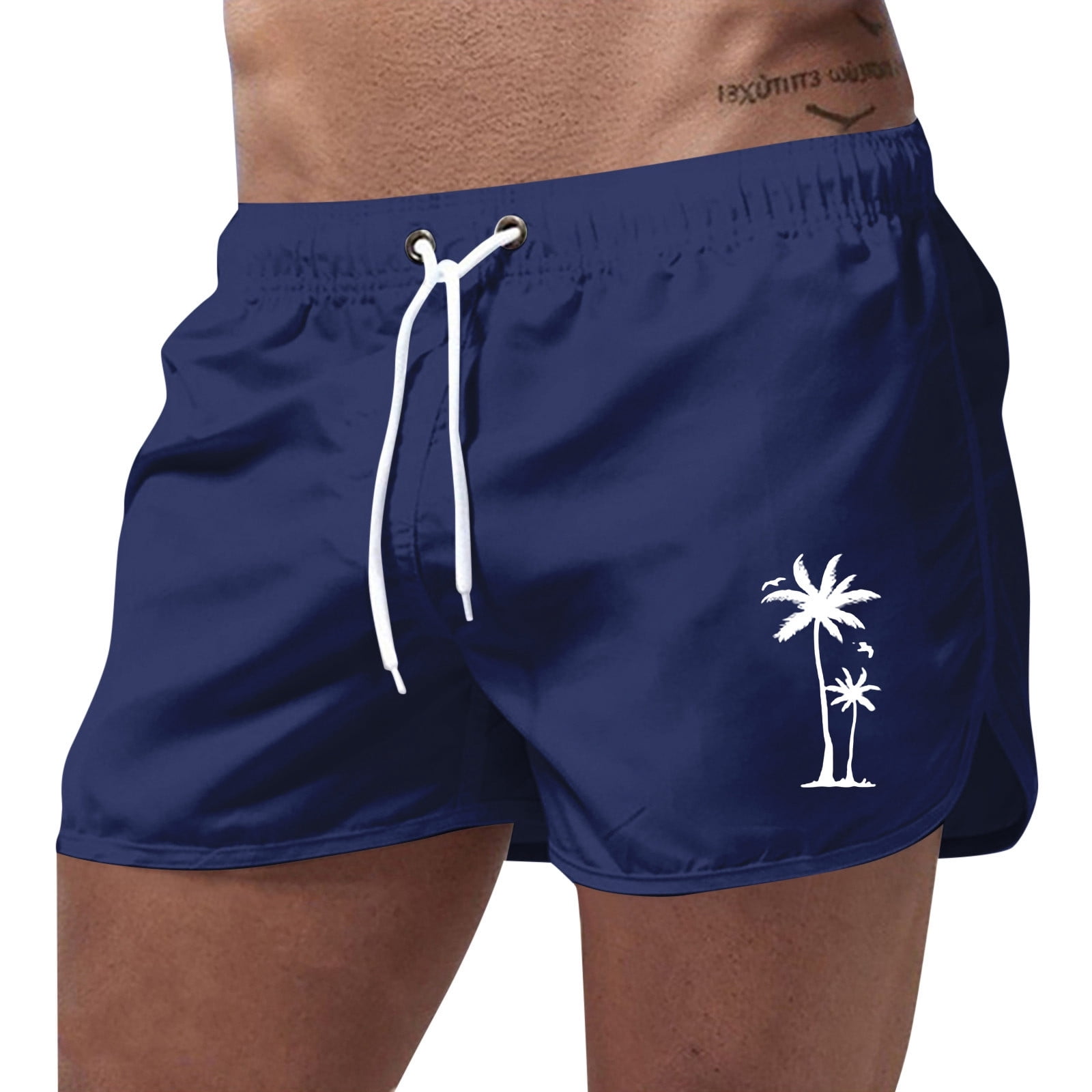 Kcolen Mens Swim Trunks 5 Inch Elastic Waist Drawstring Men's Board ...