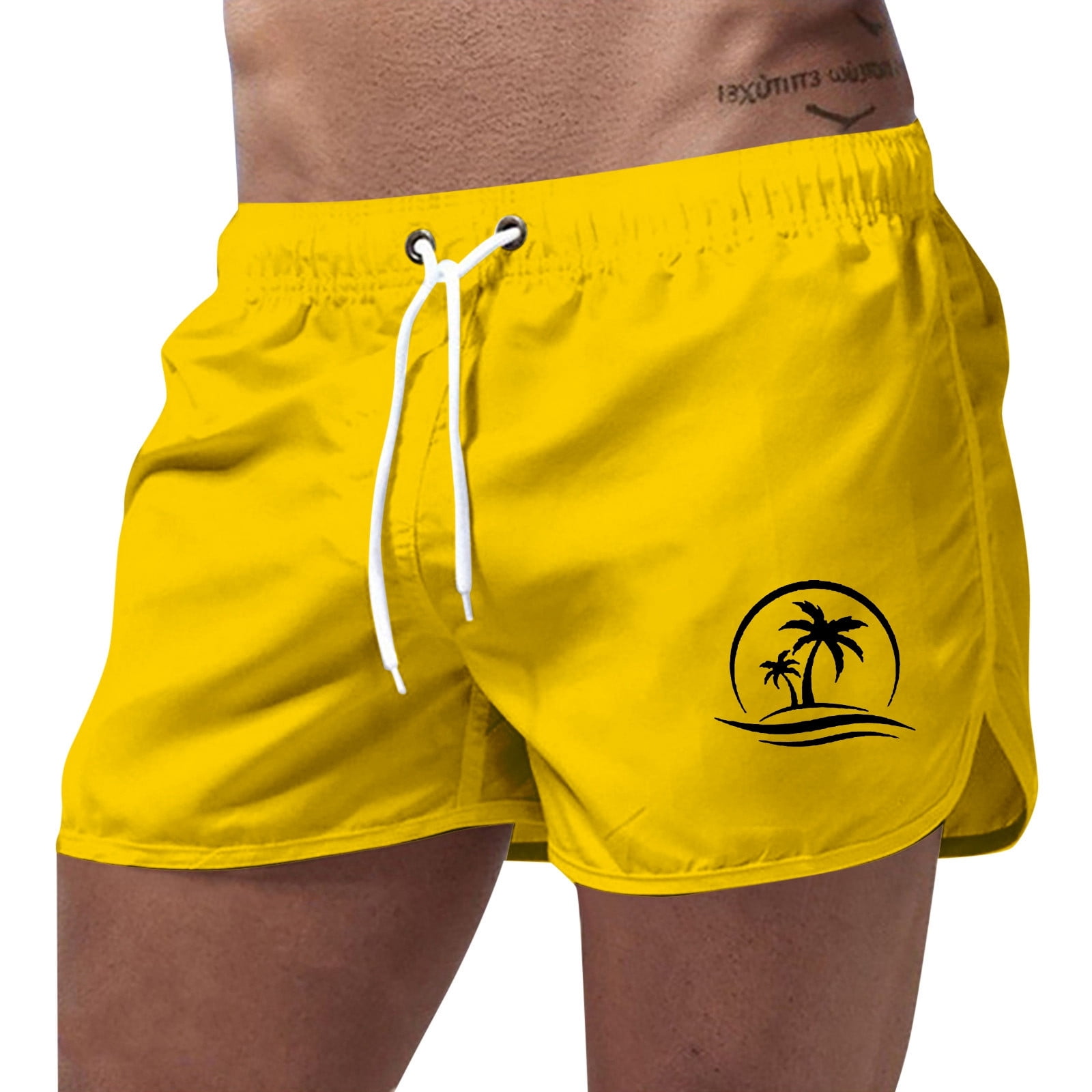 Kcolen Mens Swim Trunks 8 Inch High Elastic Waist Mens Bathing Suits ...