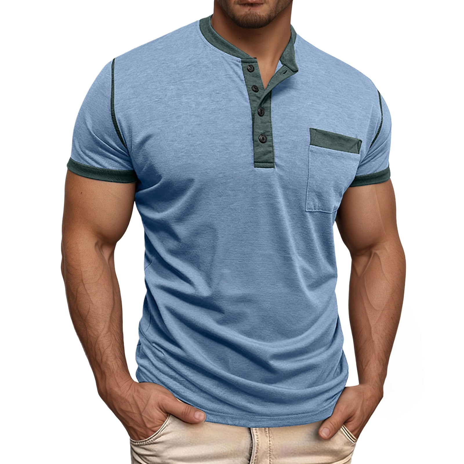 Kcolen Mens T Shirts Casual Stylish Loose Fit Men Henley Tee Tops ...