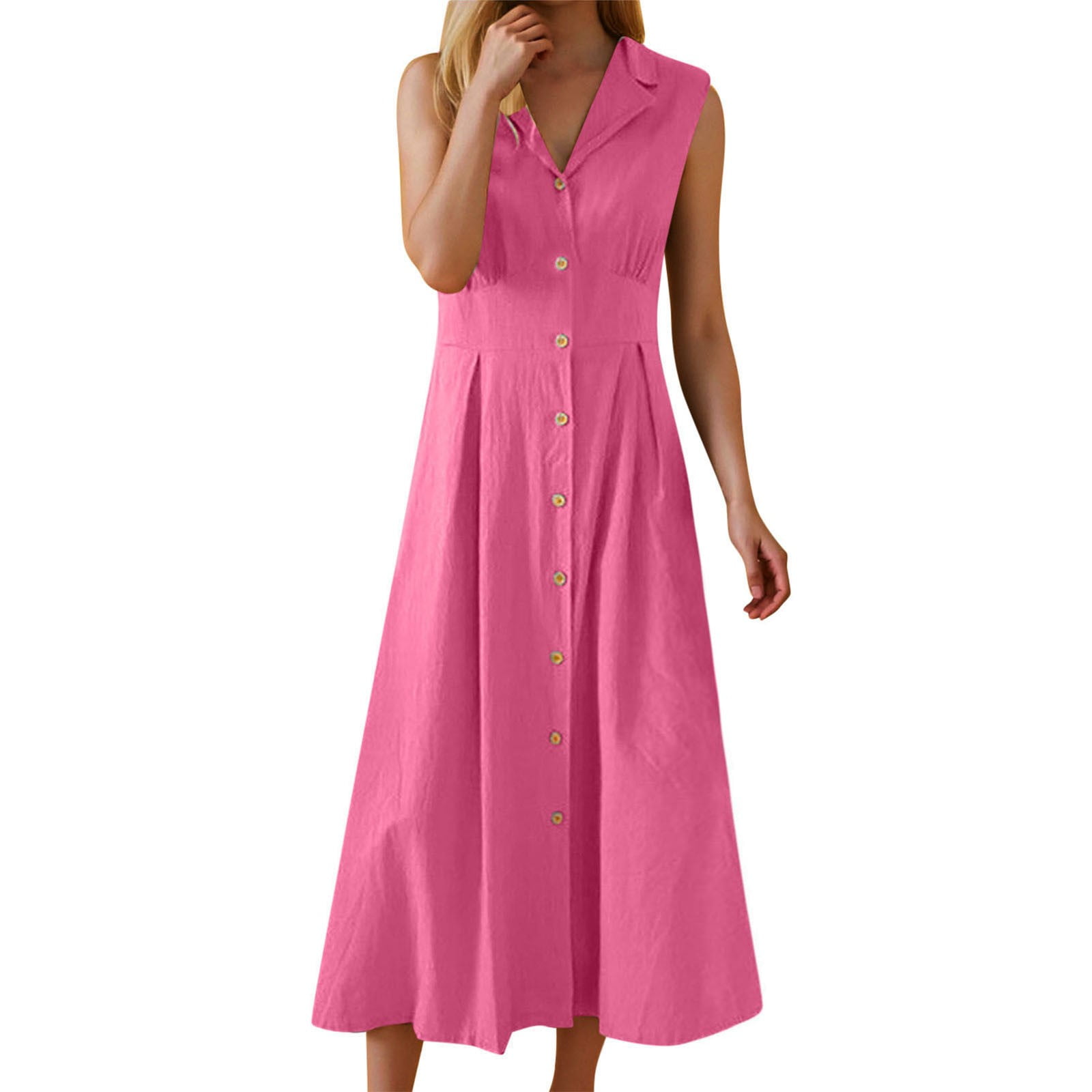 Kcolen Summer Dresses for Women 2026 Vacation Solid Color Long a Line ...