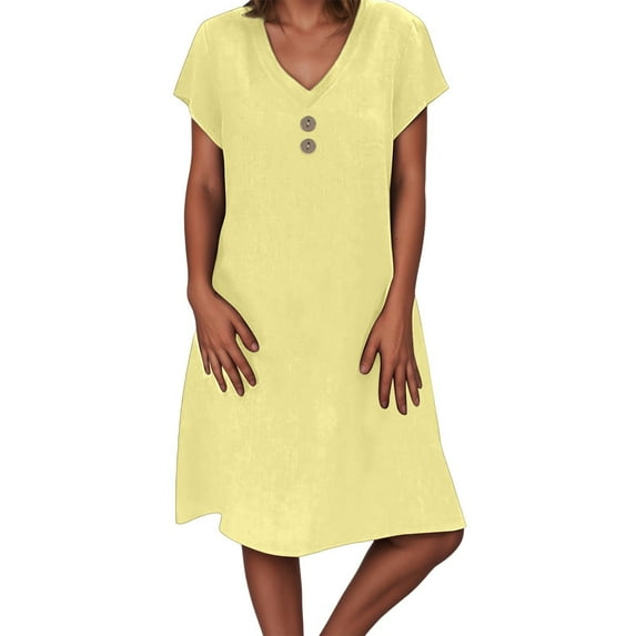 Kcolen Summer Dresses for Women Vacation Solid Color Long a Line ...