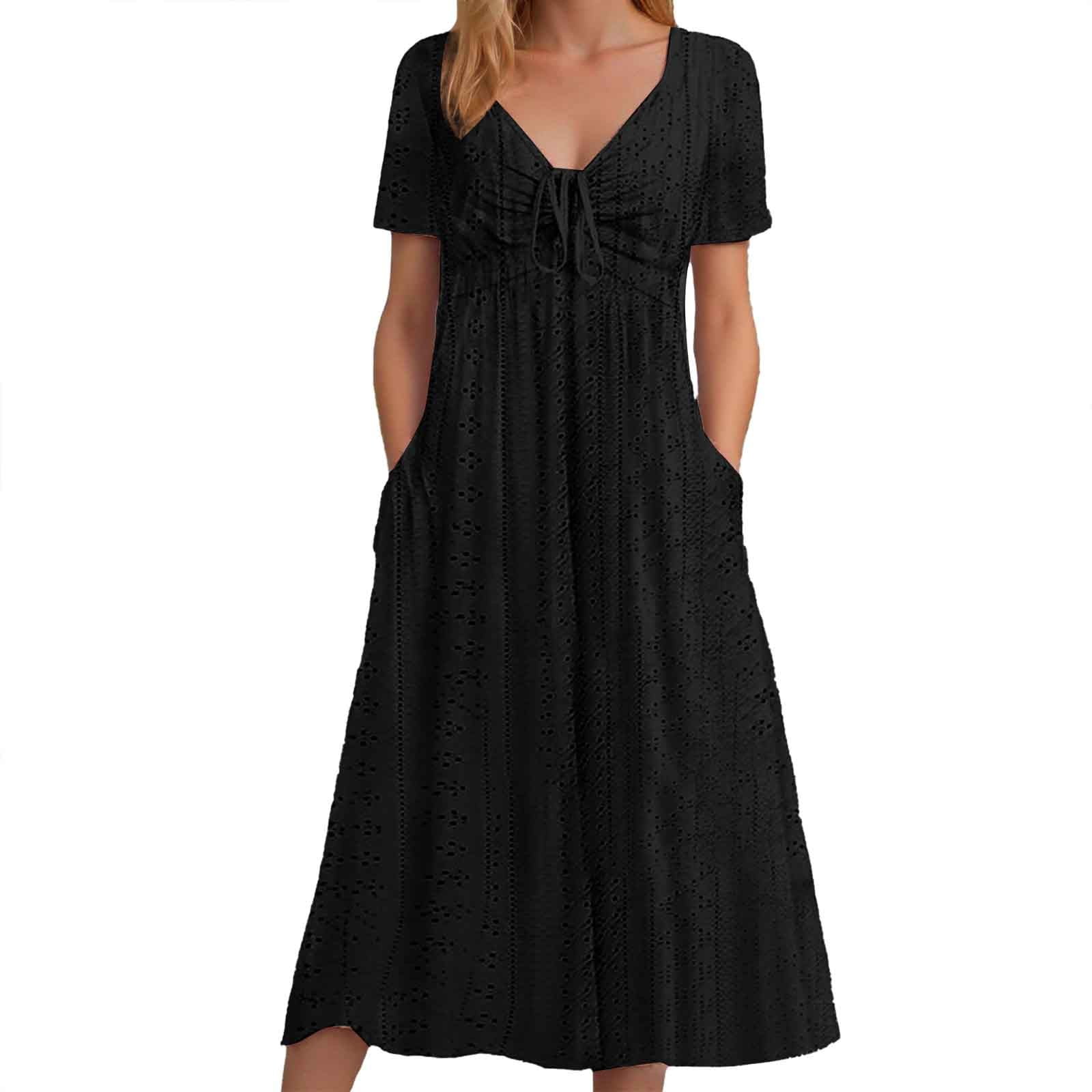 Kcolen Summer Dresses for Women Vacation Solid Color Long a Line ...