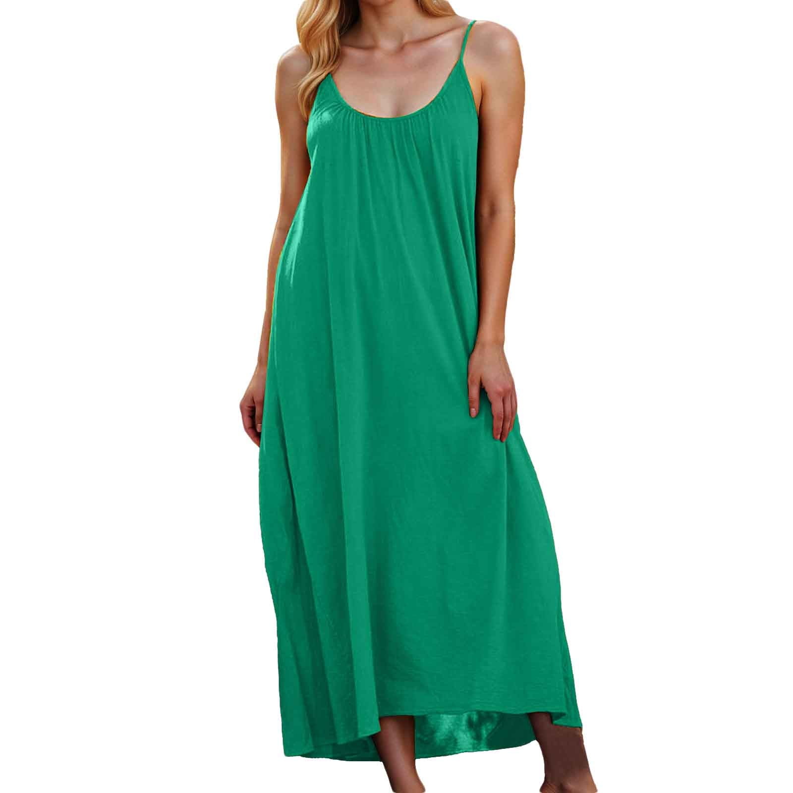 Kcolen Summer Dresses for Women Solid Color Casual Midi Dress Women ...