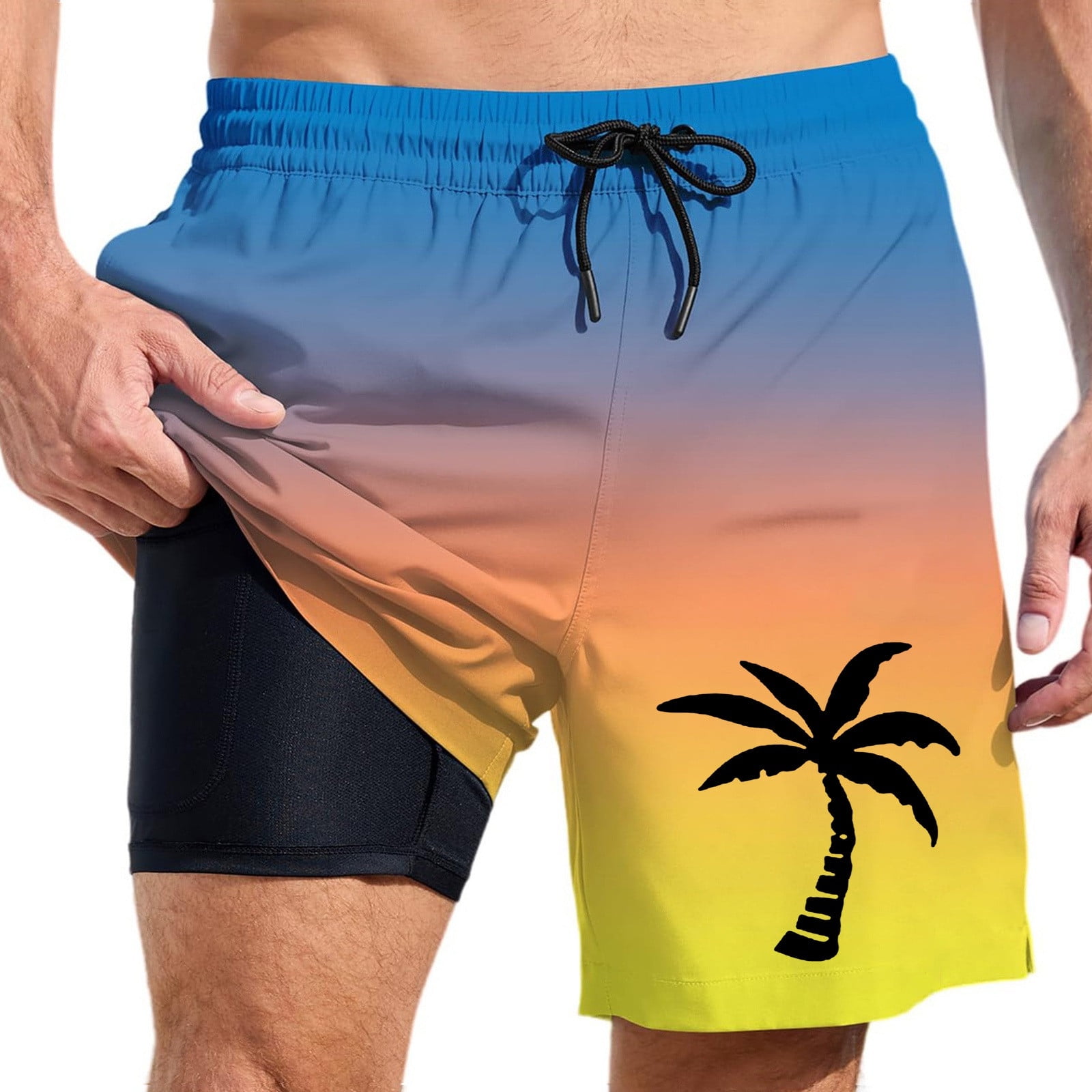 Kcolen Swim Trunks for Men High Elastic Waist Boardshorts for Men Light ...