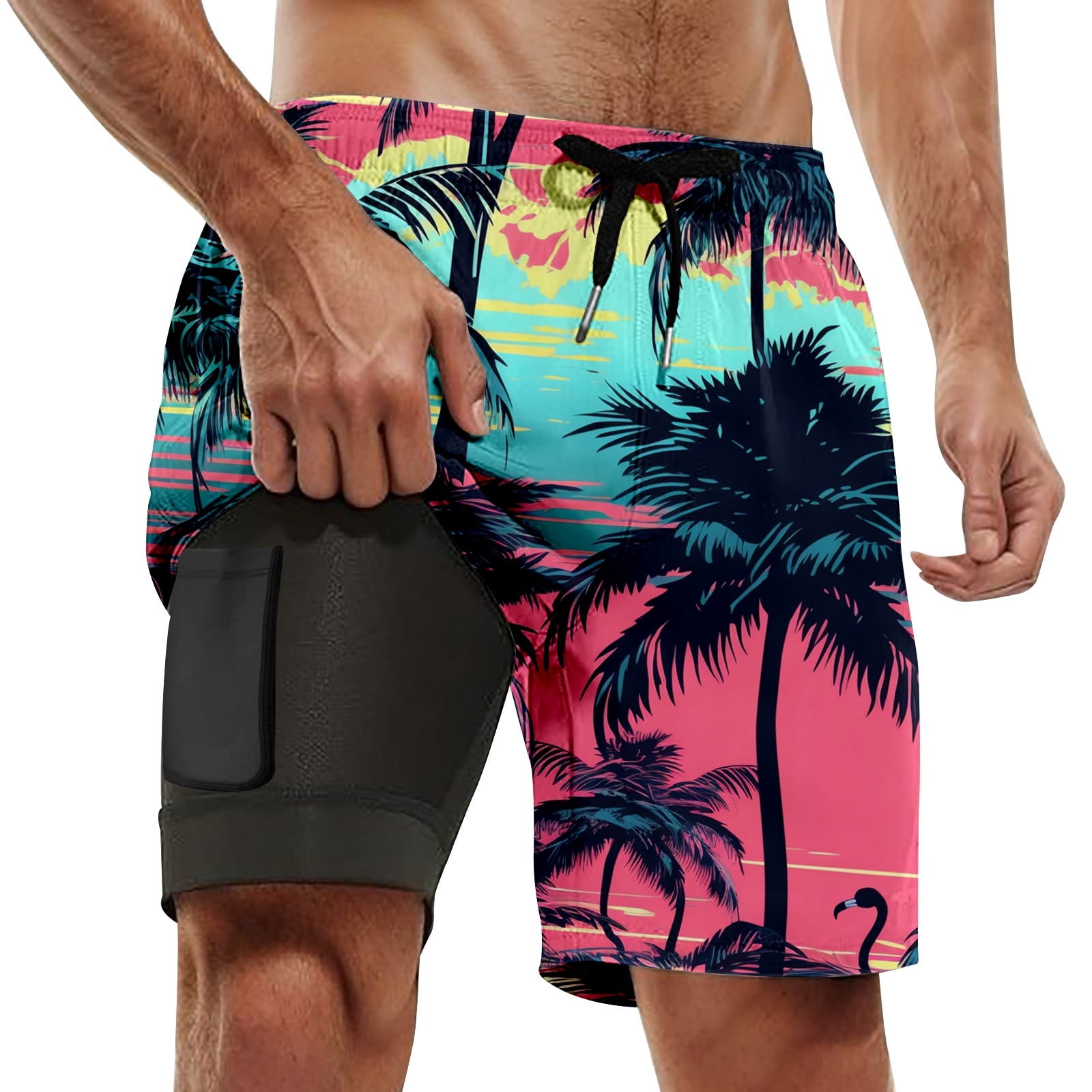 Kcolen Swim Trunks Men High Stretch Mens Board Shorts Swimwear Light ...