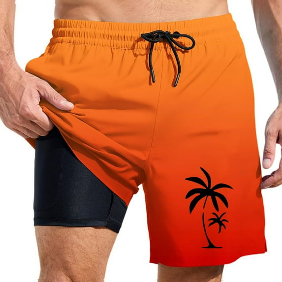 Kcolen Swim Trunks Men Solid Hawaiian Shorts Lightweight Bathing Suit ...