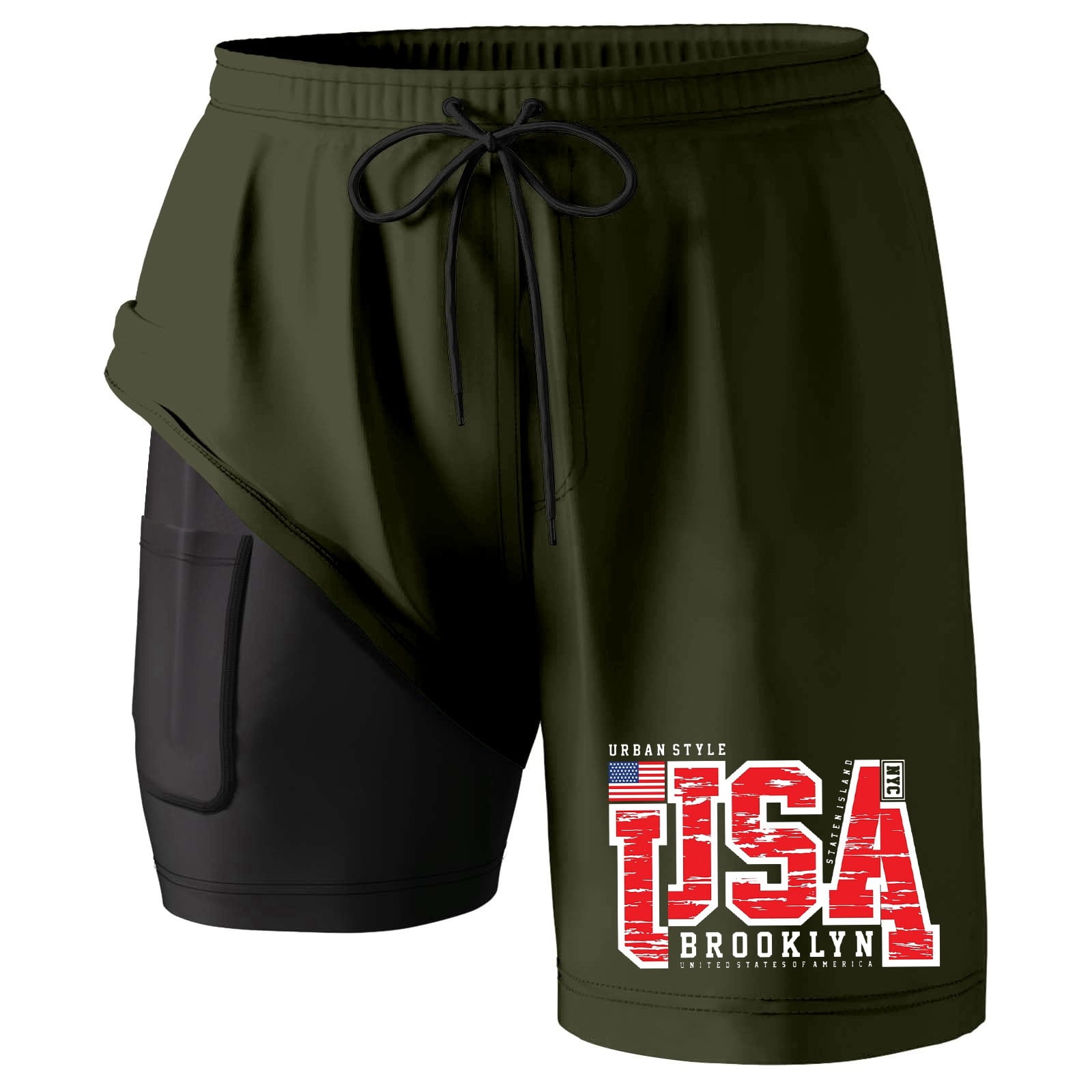 Kcolen Swim Trunks for Men 7 Inch Drawstring Boardshorts for Men ...