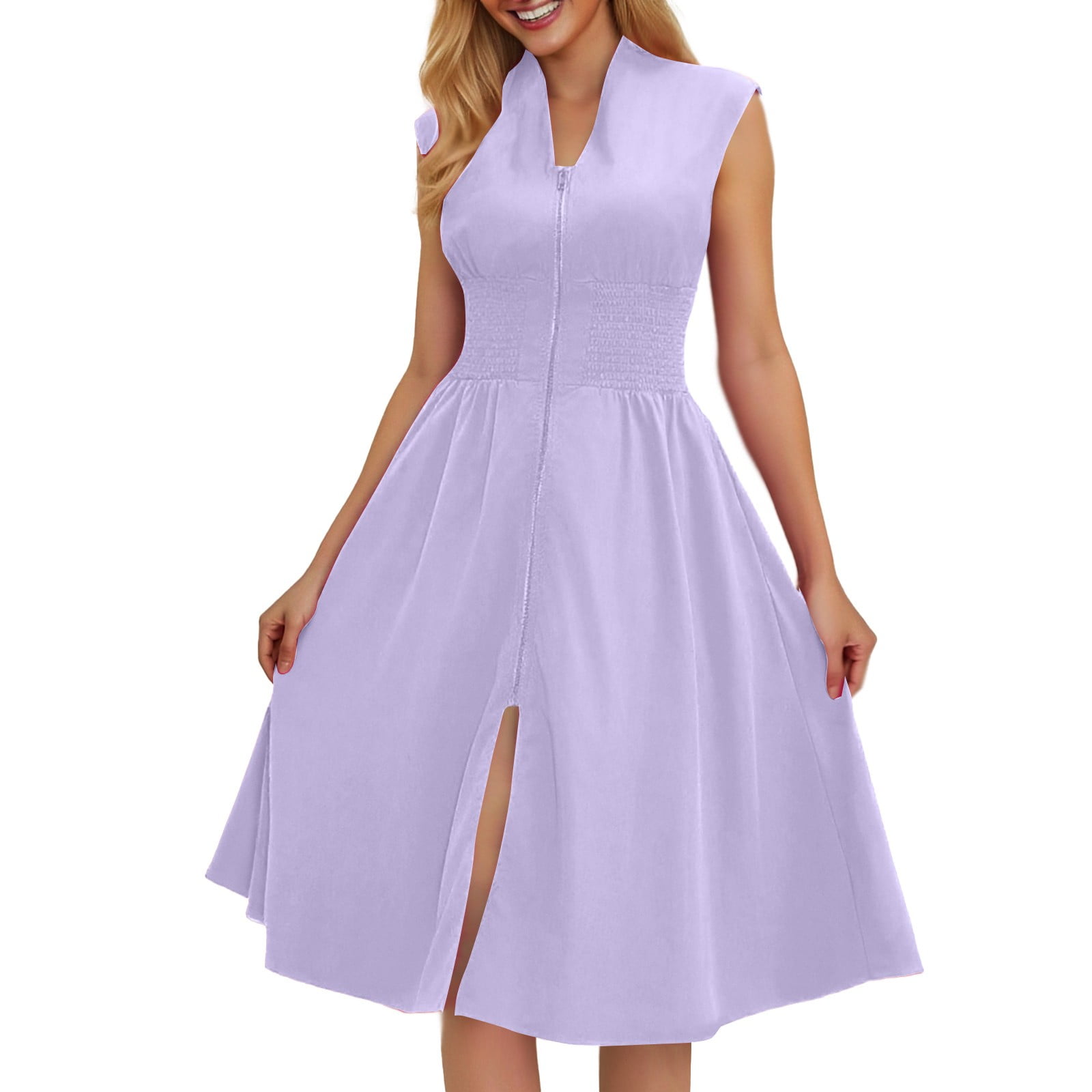 Kcolen Women's Dresses Summer Midi Solid Color Long a Line Sleeveless ...