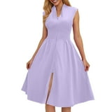 Kcolen Women's Dresses Summer Midi Solid Color Long a Line Sleeveless ...