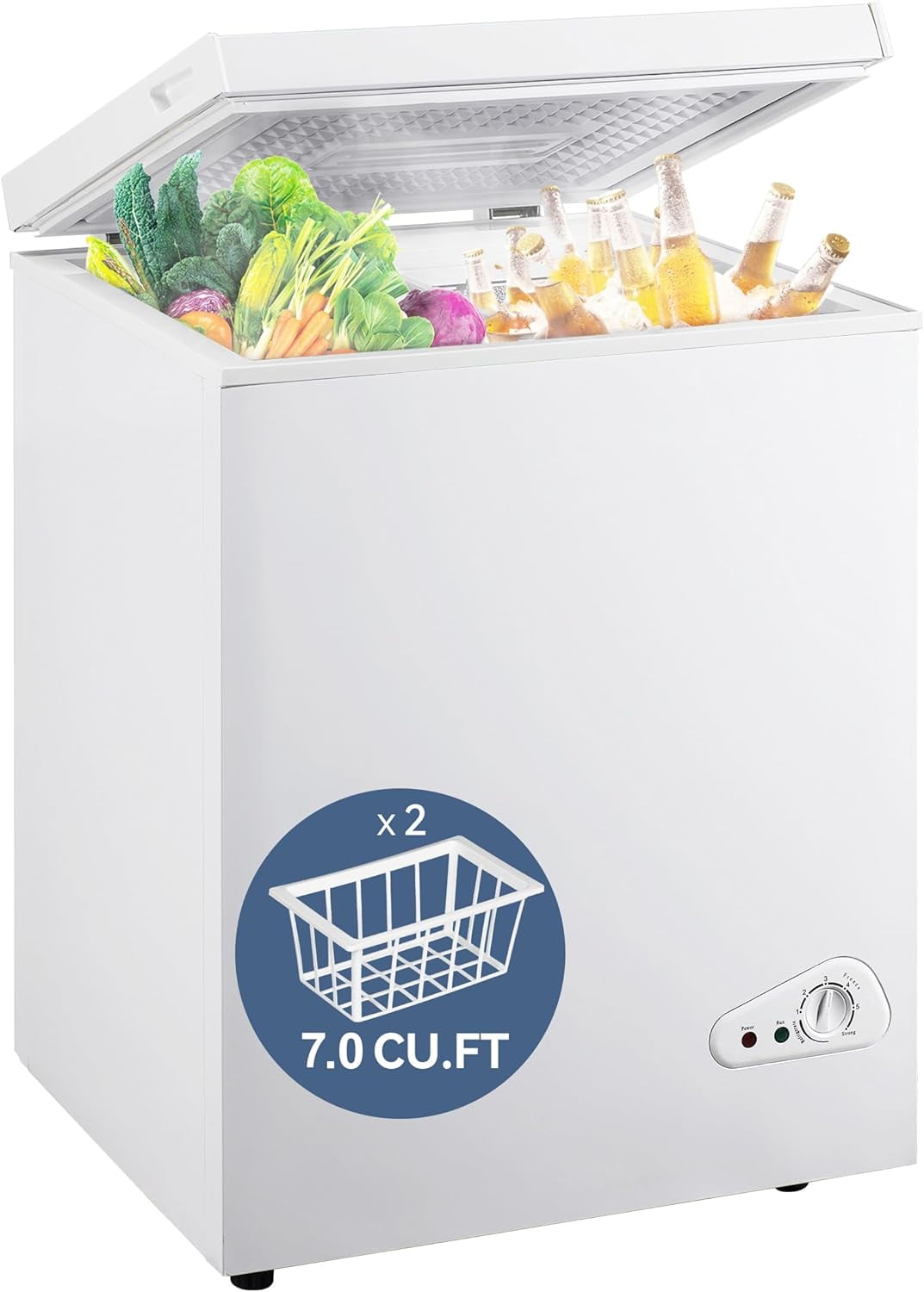 Kcpolre 7.0 Cu Ft Chest Freezer, Quiet Mini Freezer with Adjustable ...
