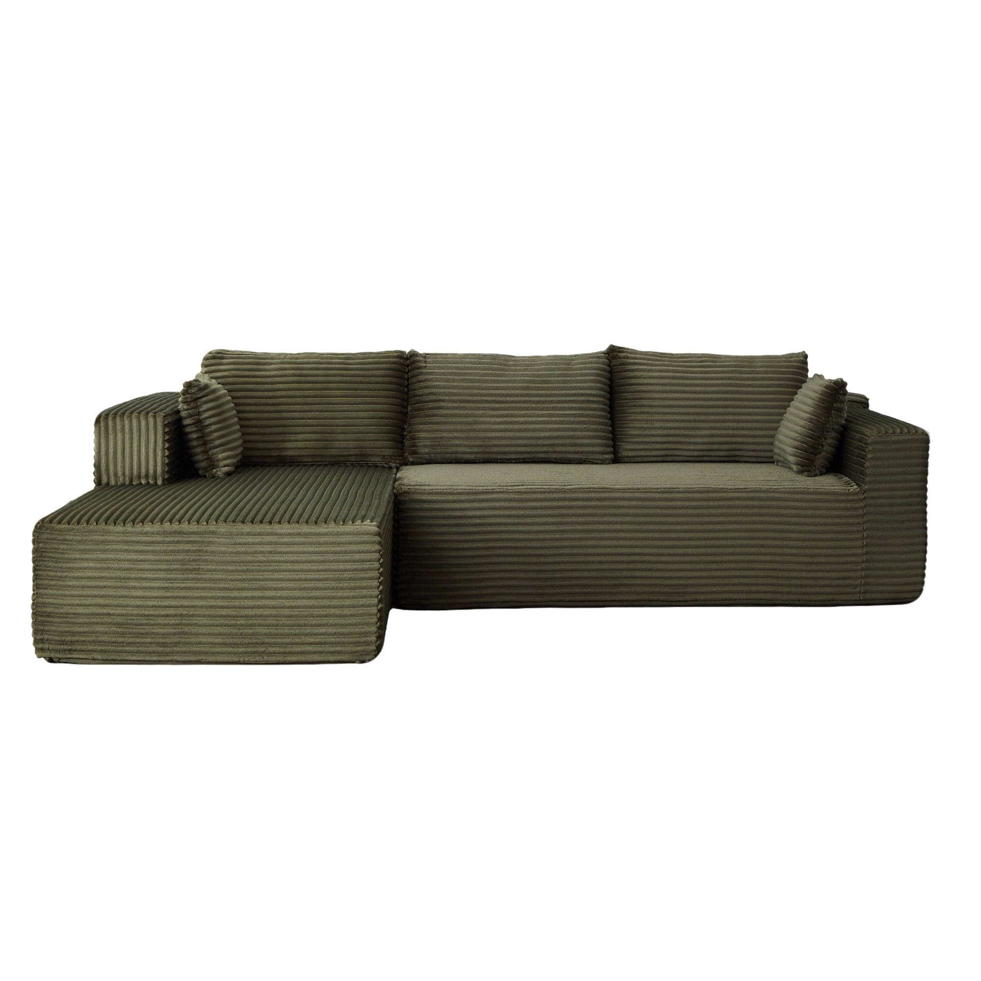 Kcpolre Compression Sectional Couch with Comfy Chaise, Boneless L Shape ...