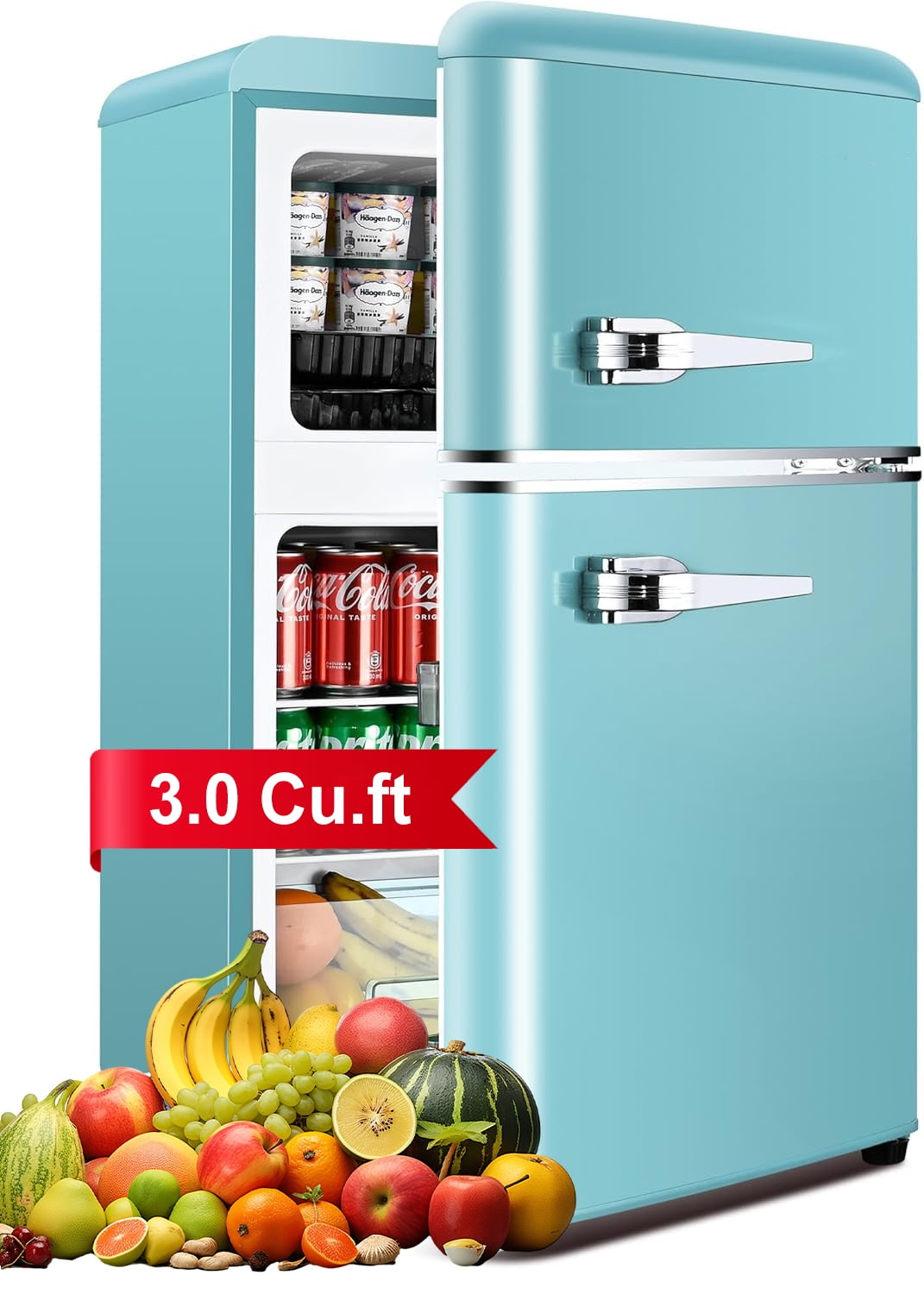 Kcpolre Mini Fridge with Freezer, 3.0 Cu.ft Mini Fridge, Retro Small ...