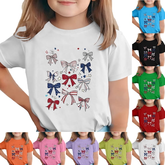Kctiaxy Girls Shirts Boys Summer Cute Crew Neck Short Sleeve T Shirts ...