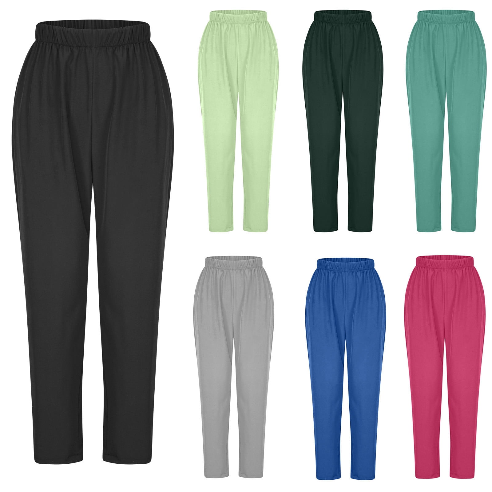Kctiaxy Nursing Scrub Pants for Women e Lastic Waist Straight Leg Nurse ...