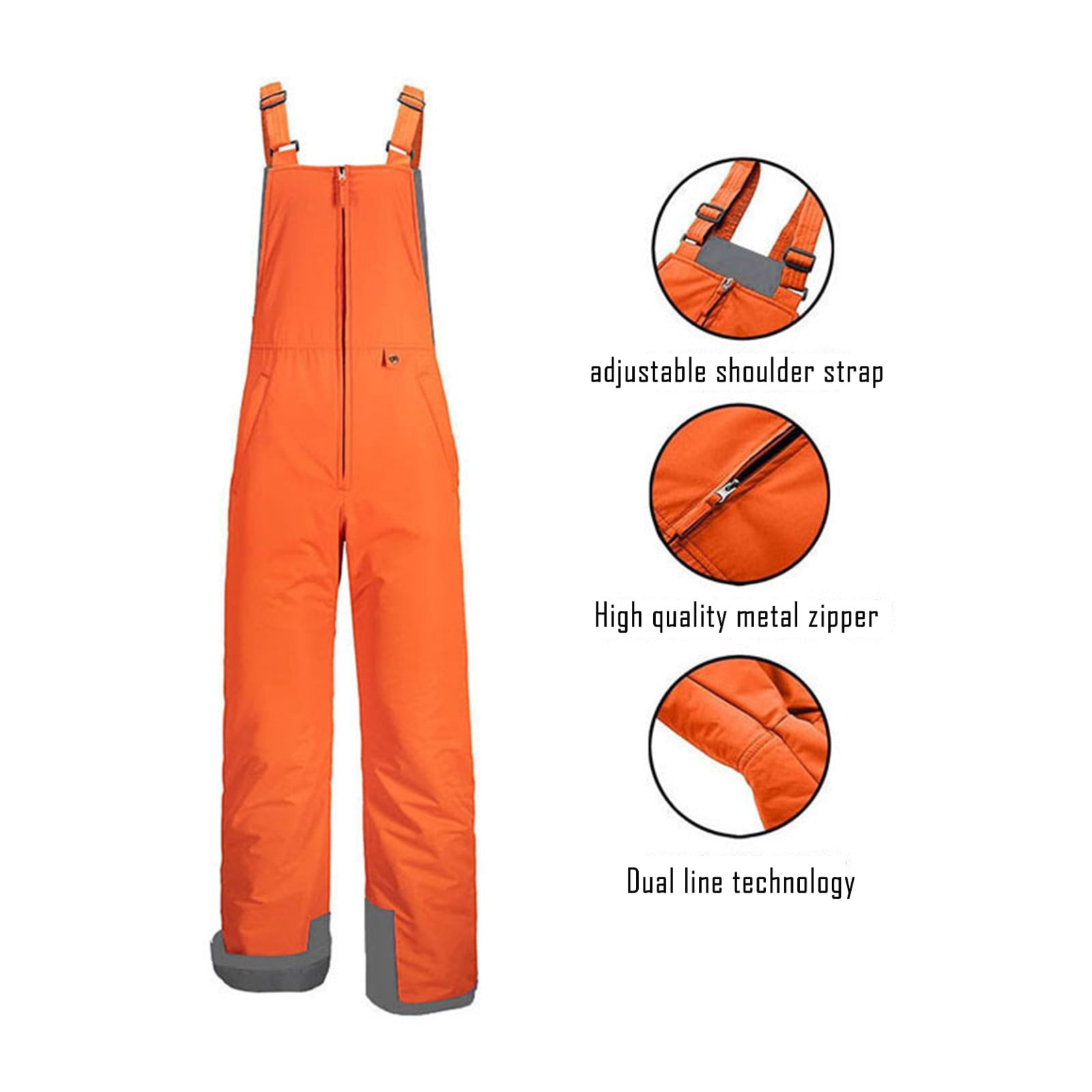 Kctiaxy Orange Ski Pants Men Women Winter Warm Solid Color Snow Pants ...