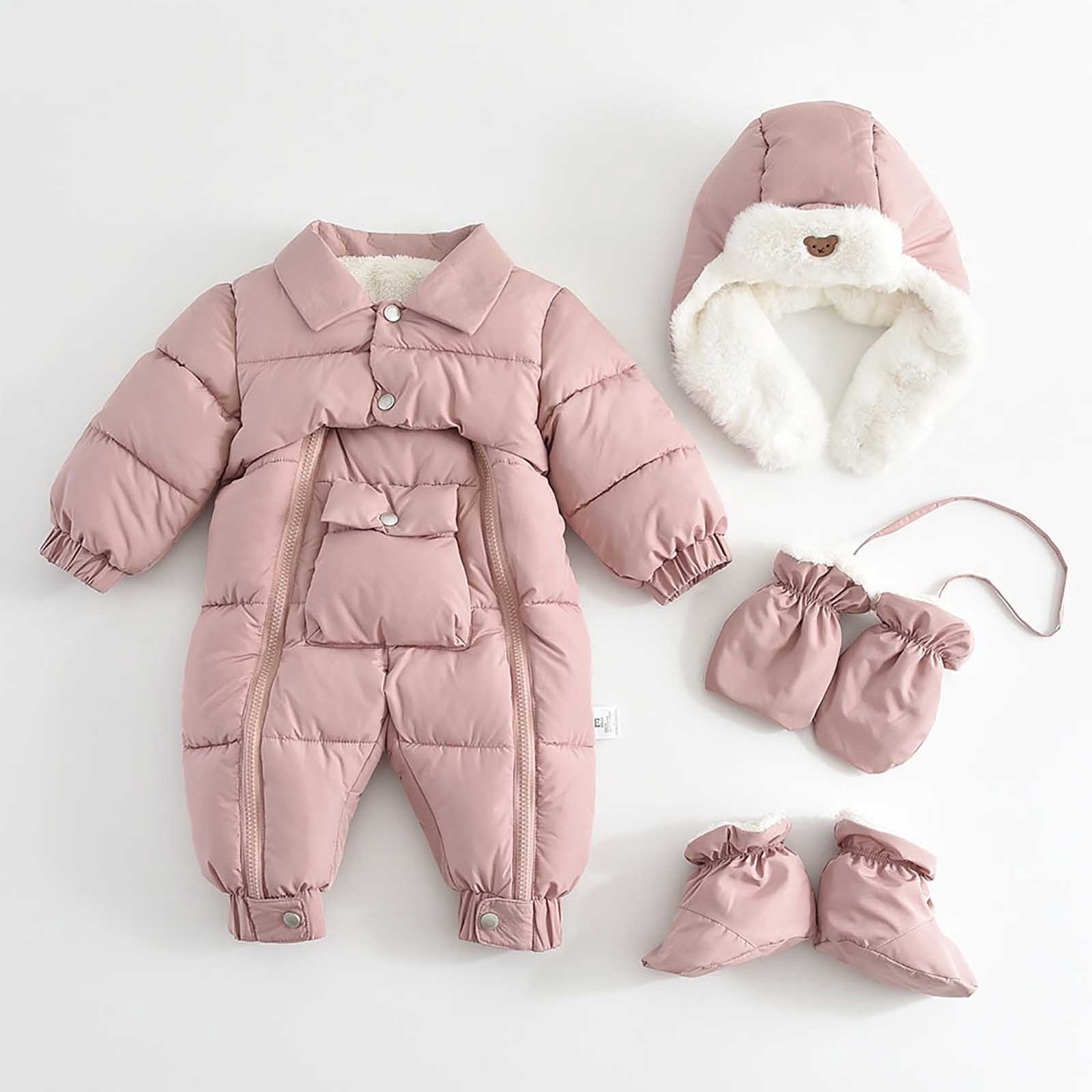 Kctiaxy Pink Infant Snowsuit Cute Baby Snow Suits Newborn Winter Coat ...