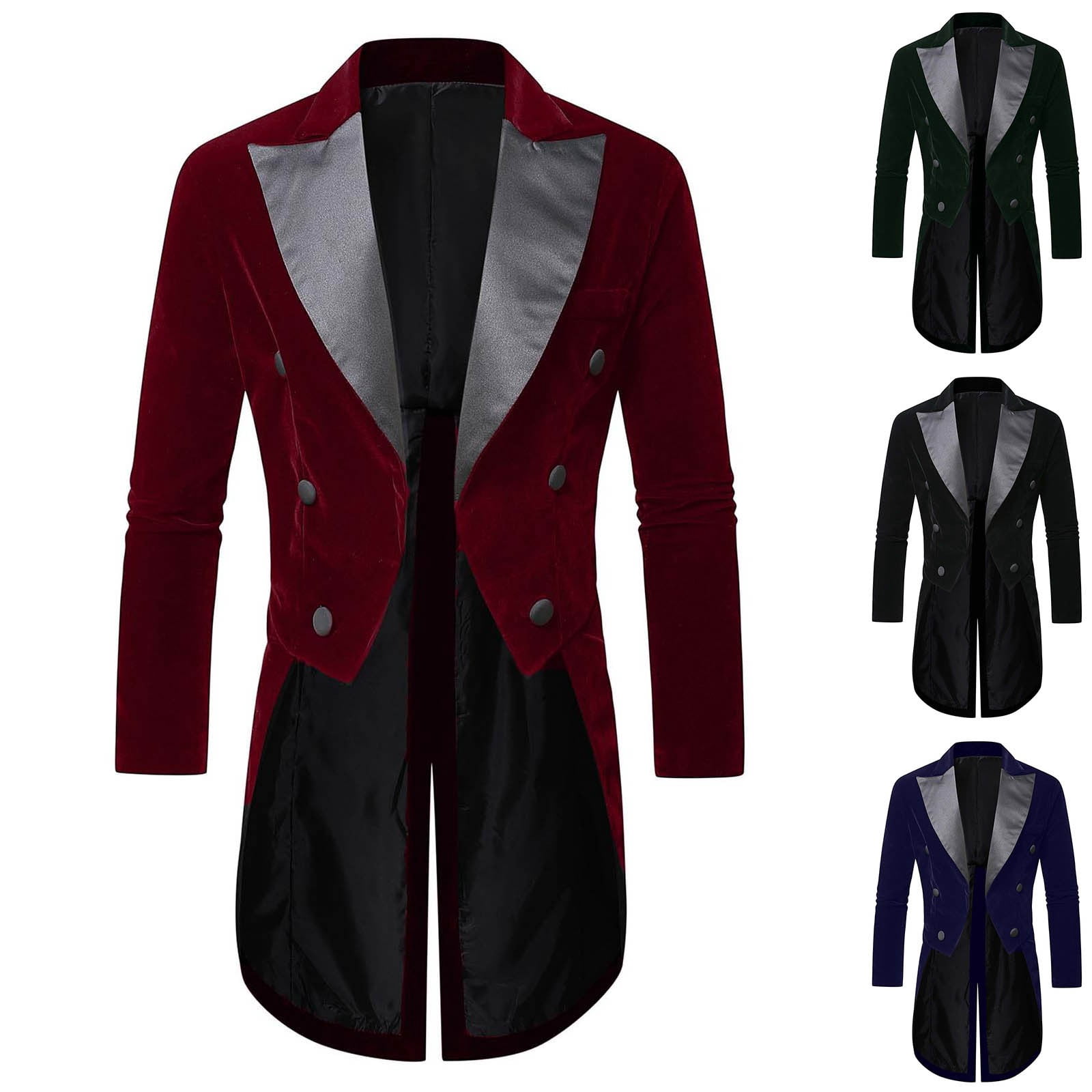 Kctiaxy Suit Jacket for Men Long Sleeve Turn-down Collar Suit Tailcoat ...