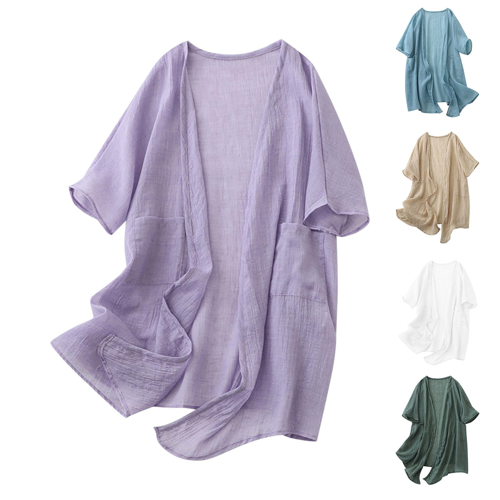 Kctiaxy Summer Cardigans for Women Lightweight Short Sleeve Open Front ...