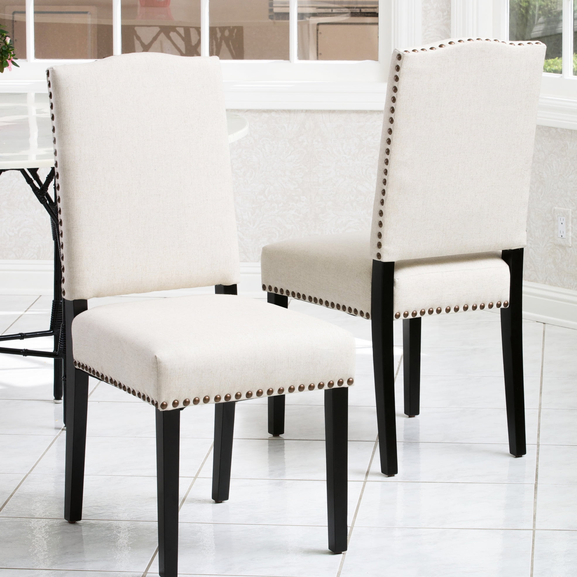 Kd Stud Dining Chair - Stylish Beige Seat With Bronze Perimeter Accents ...