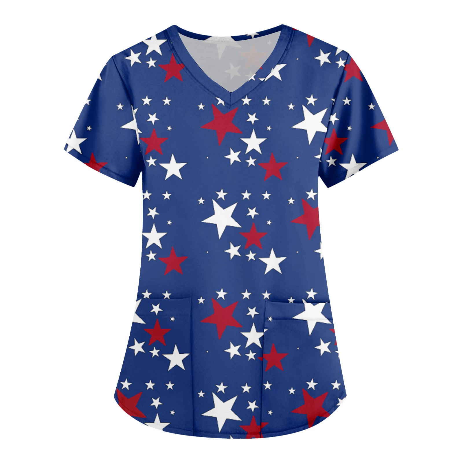Kddylitq 4th Of July V Neck Scrub Tops for Women Stars Striped Medical ...
