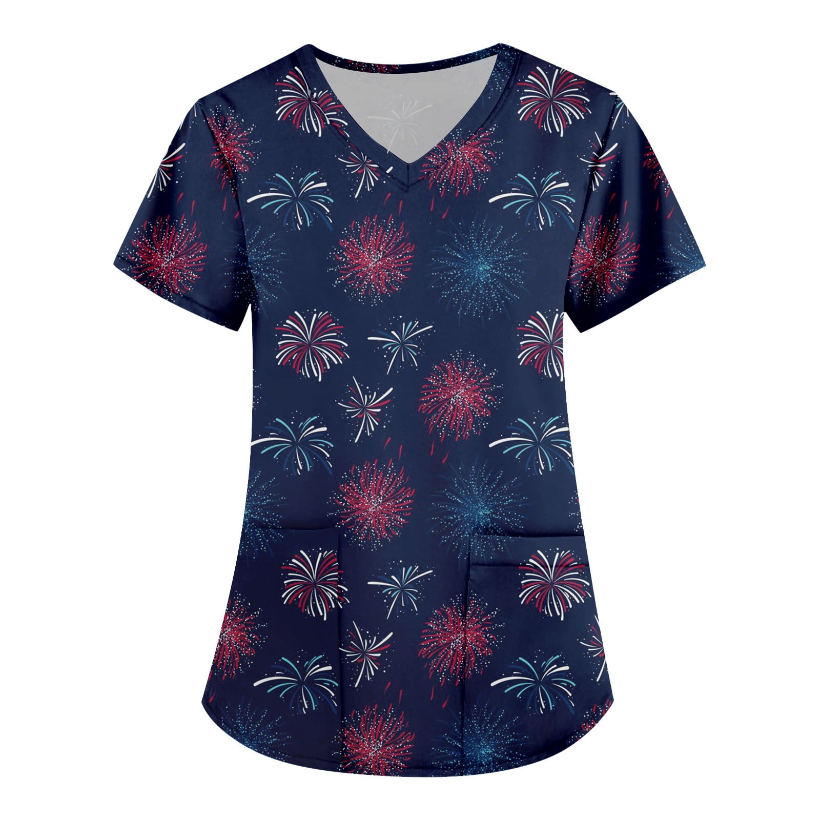 Kddylitq Independence Day Short Sleeve Scrub Tops for Women Stars ...