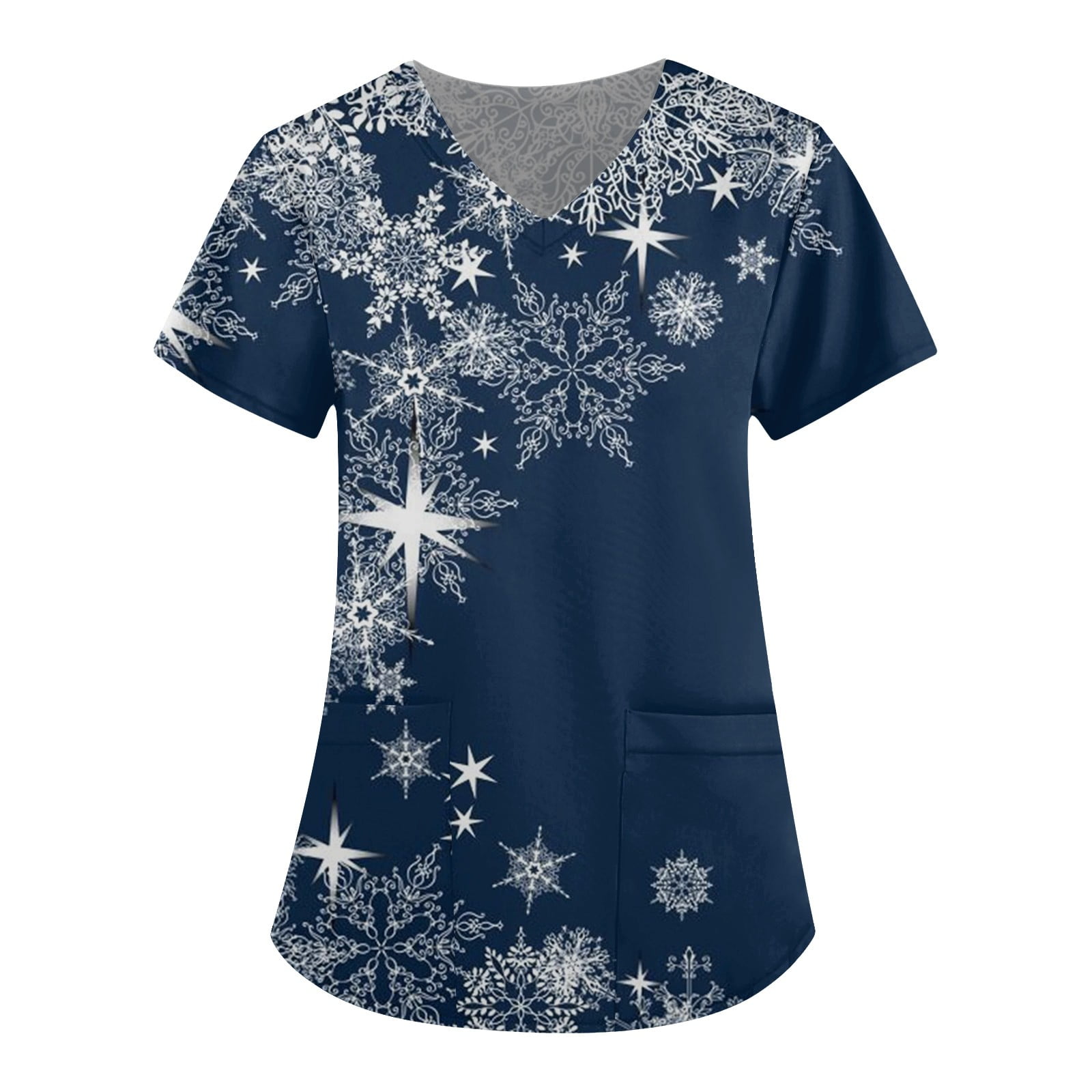 Kddylitq Ladies Christmas Scrub Top Winter Santa Claus Nursing Uniform