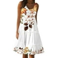 Kddylitq Long Sundresses For Women 2024 Flowy Loose Fit Midi Dresses Crew Neck Casual Smocked