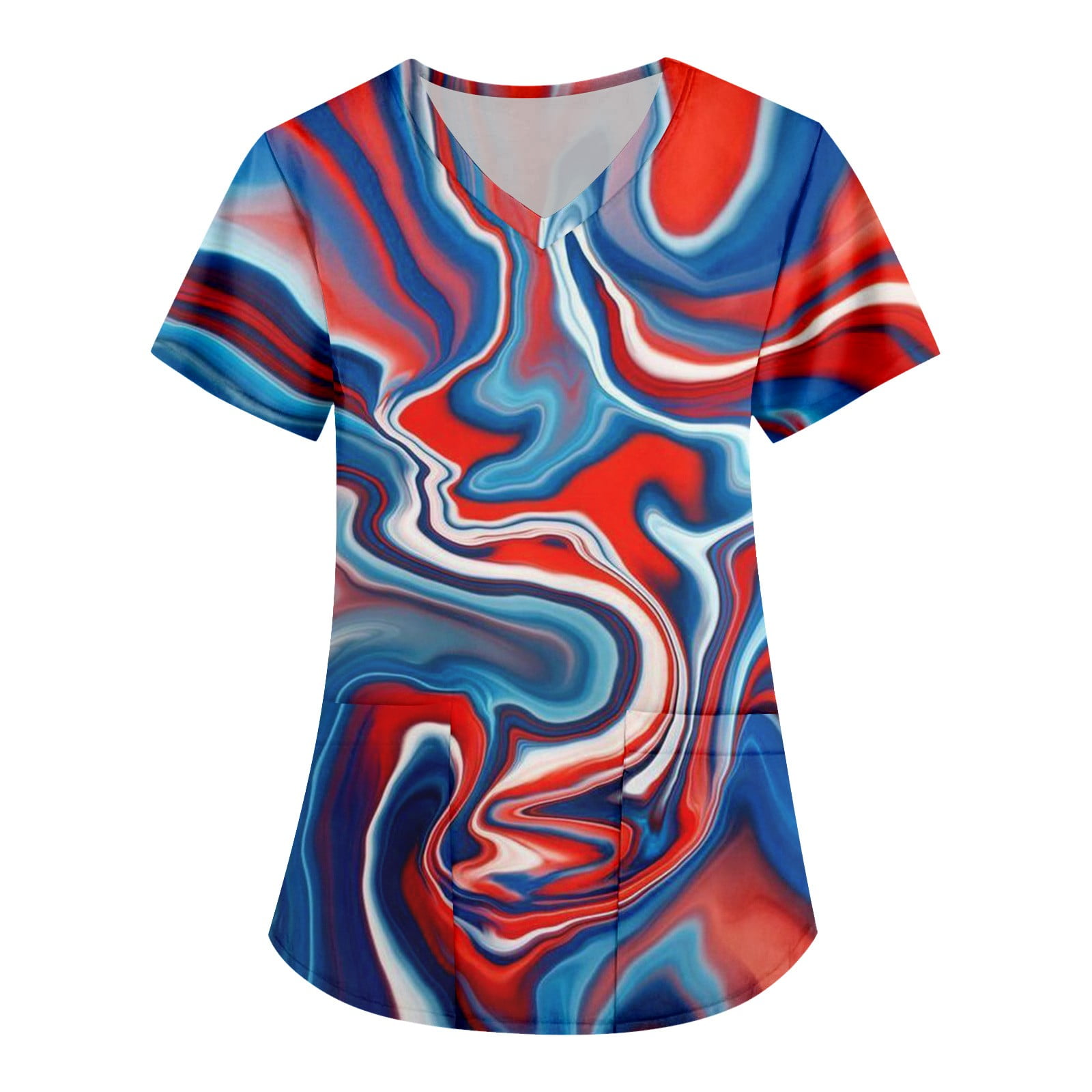 Kddylitq Medical Loose Fit Scrub Tops for Women Stars Striped American ...