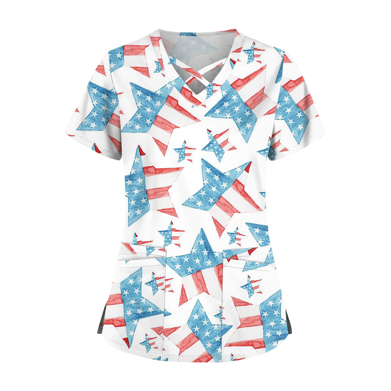 Kddylitq Medical Scrub Tops for Women Stars Striped Independence Day ...