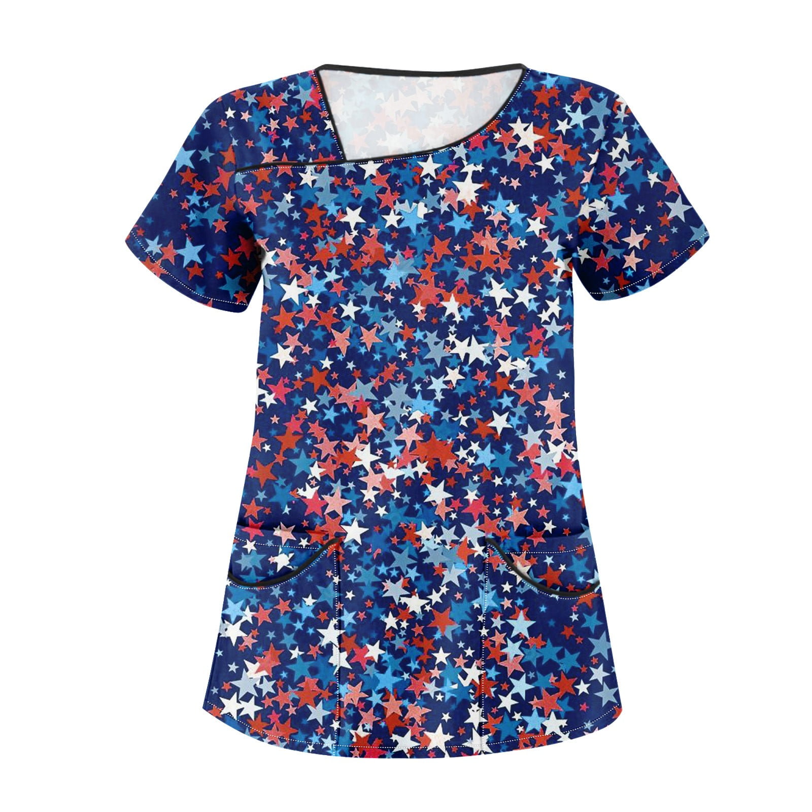 Kddylitq Medical Scrub Tops for Women Stars Striped Independence Day ...