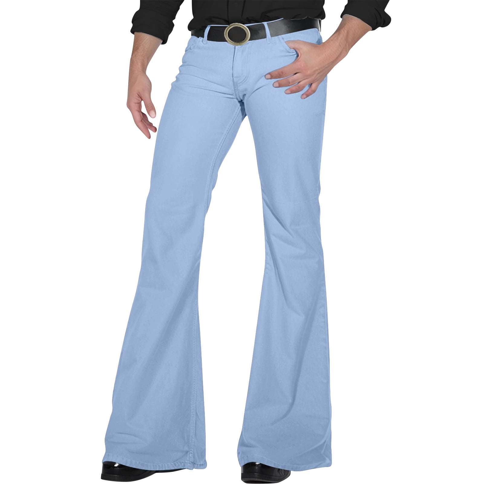 Kddylitq Men's Relaxed Vintage 60s 70s Bell Bottom Stretch Fit Classic ...