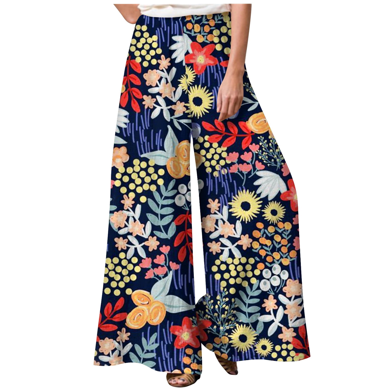 Kddylitq Wide Leg Pants Women Petite Length Flowy High Waist Pants Wide ...