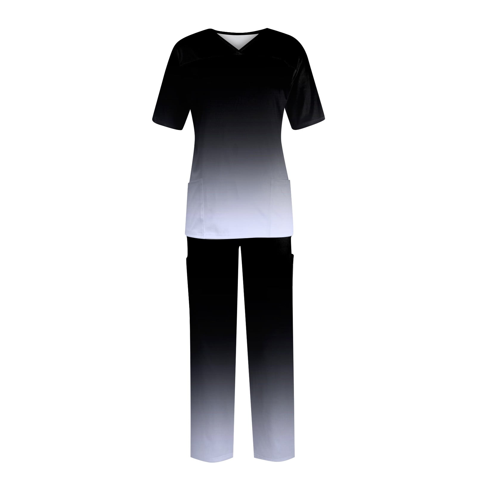 Kddylitq Women Scrub Set Medical Short Sleeve V-neck Scrub Top and ...