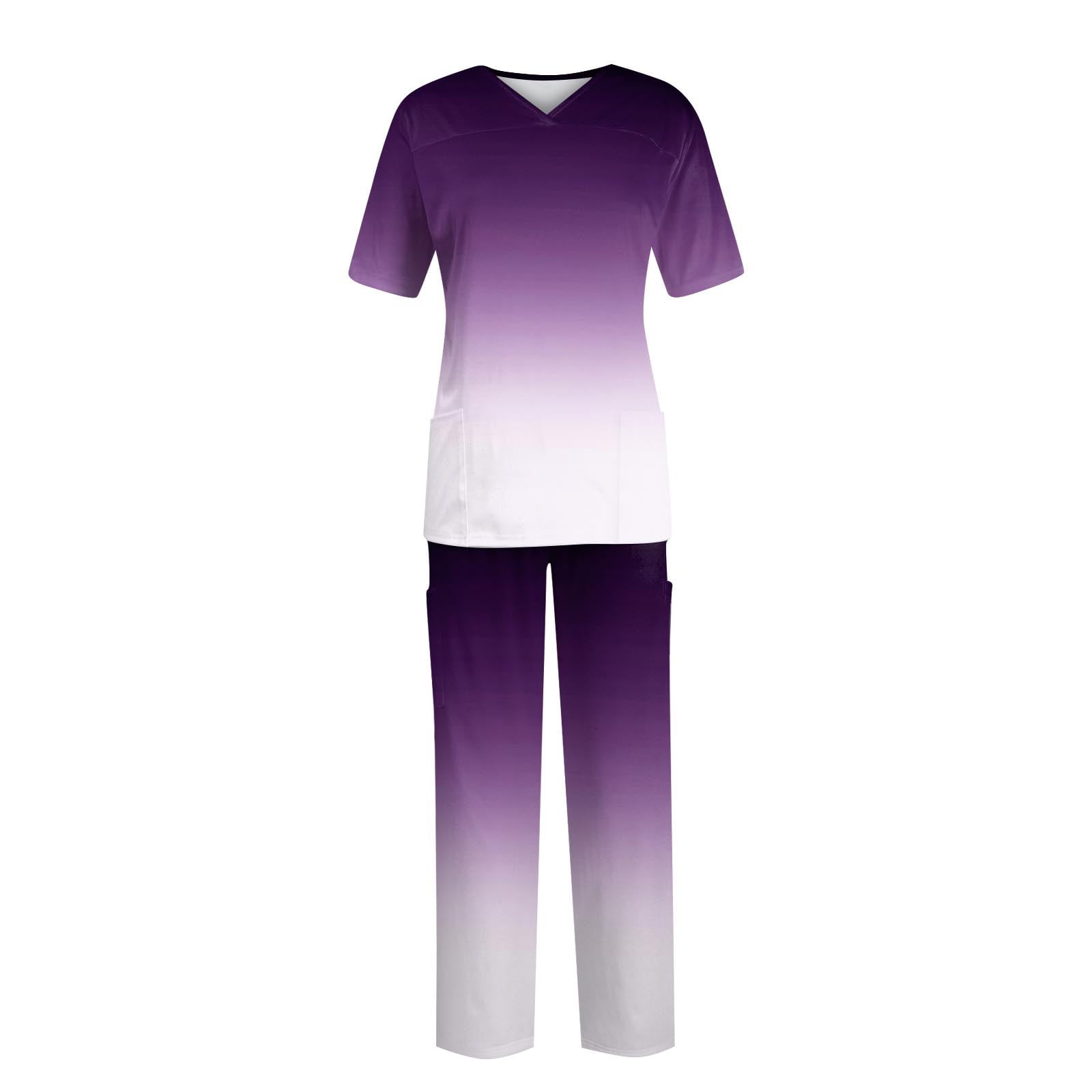 Kddylitq Women Scrub Set Medical Short Sleeve V-neck Scrub Top and ...