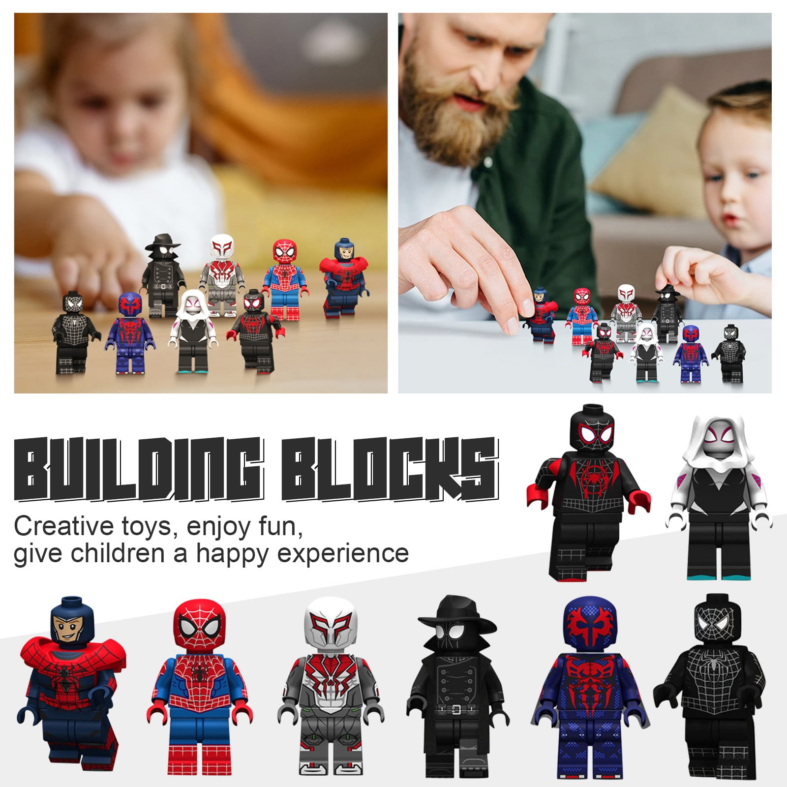 Kdfny 8Pcs Spider Minifigures Building Block Set, Spider Action Figure ...